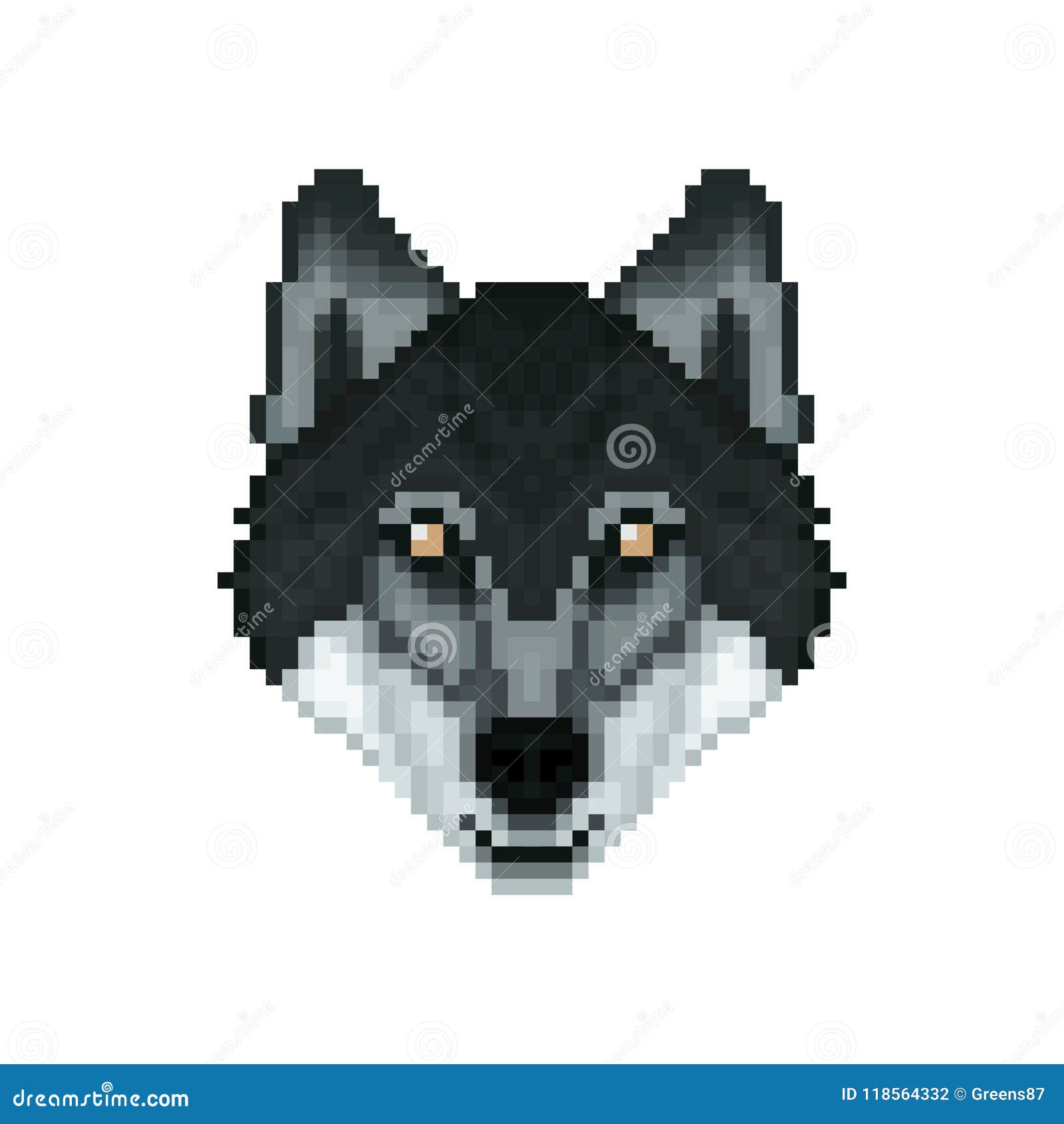 Wolf Pixel Art Arcade Game Cartoon Mascot Vector Illustration ...
