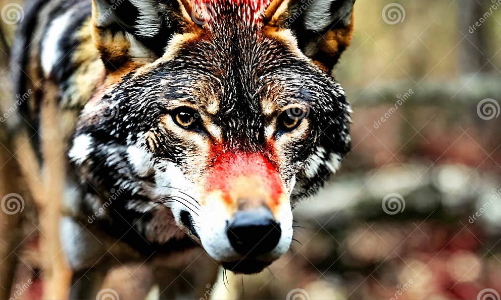 Portrait of a Wolf. Red Wolf Stock Illustration - Illustration of head ...