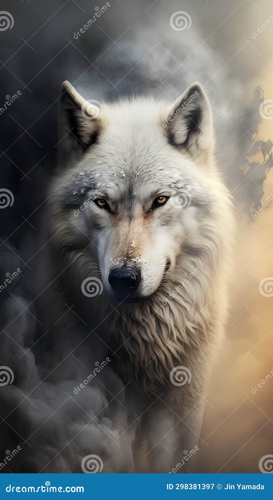 Portrait of a Wolf in the Smoke on a Dark Background. Stock ...