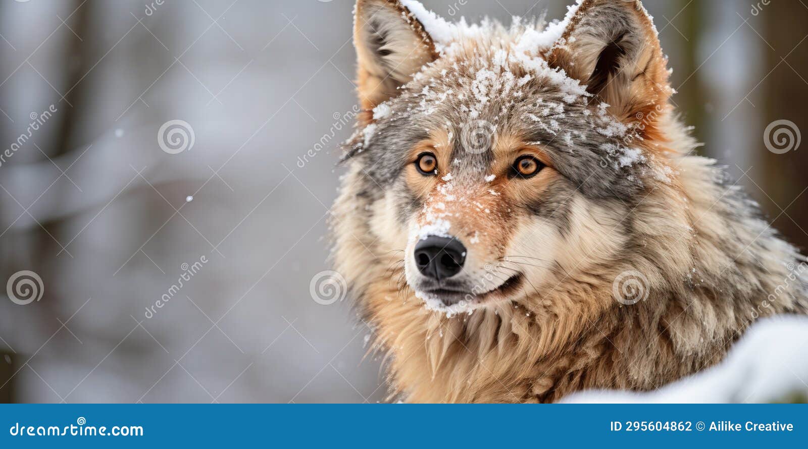 Portrait of a Wolf in the Snowy Forest. Wild Animals Stock Illustration ...
