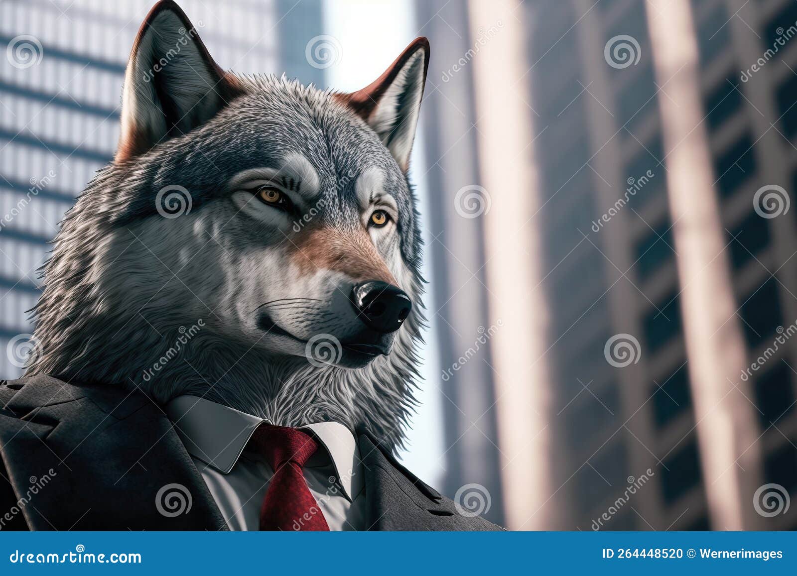 Portrait of a Wolf in a Suit Stock Illustration - Illustration of ...