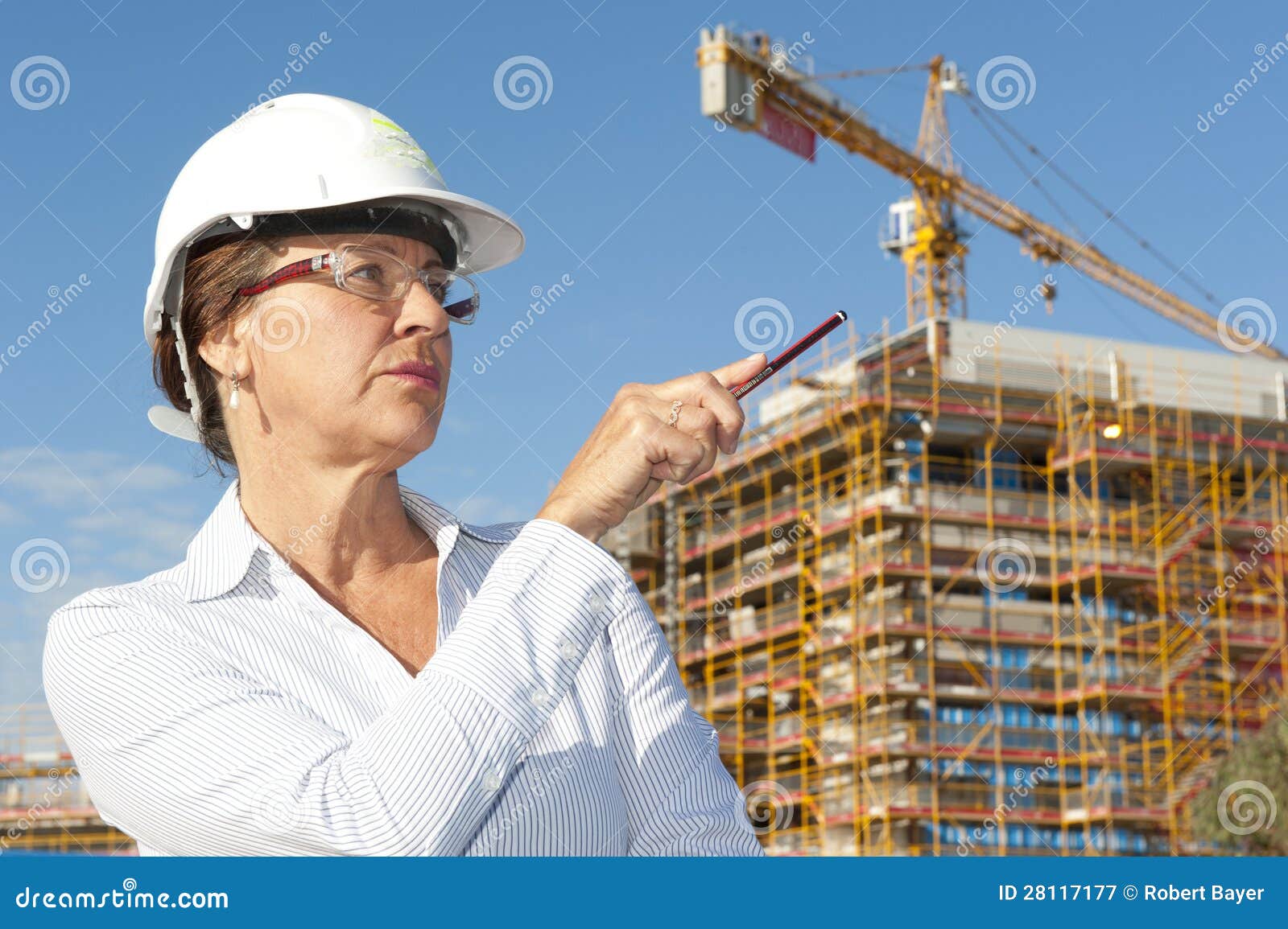Portrait Woman Architect Construction Site Stock Image - Image of ...