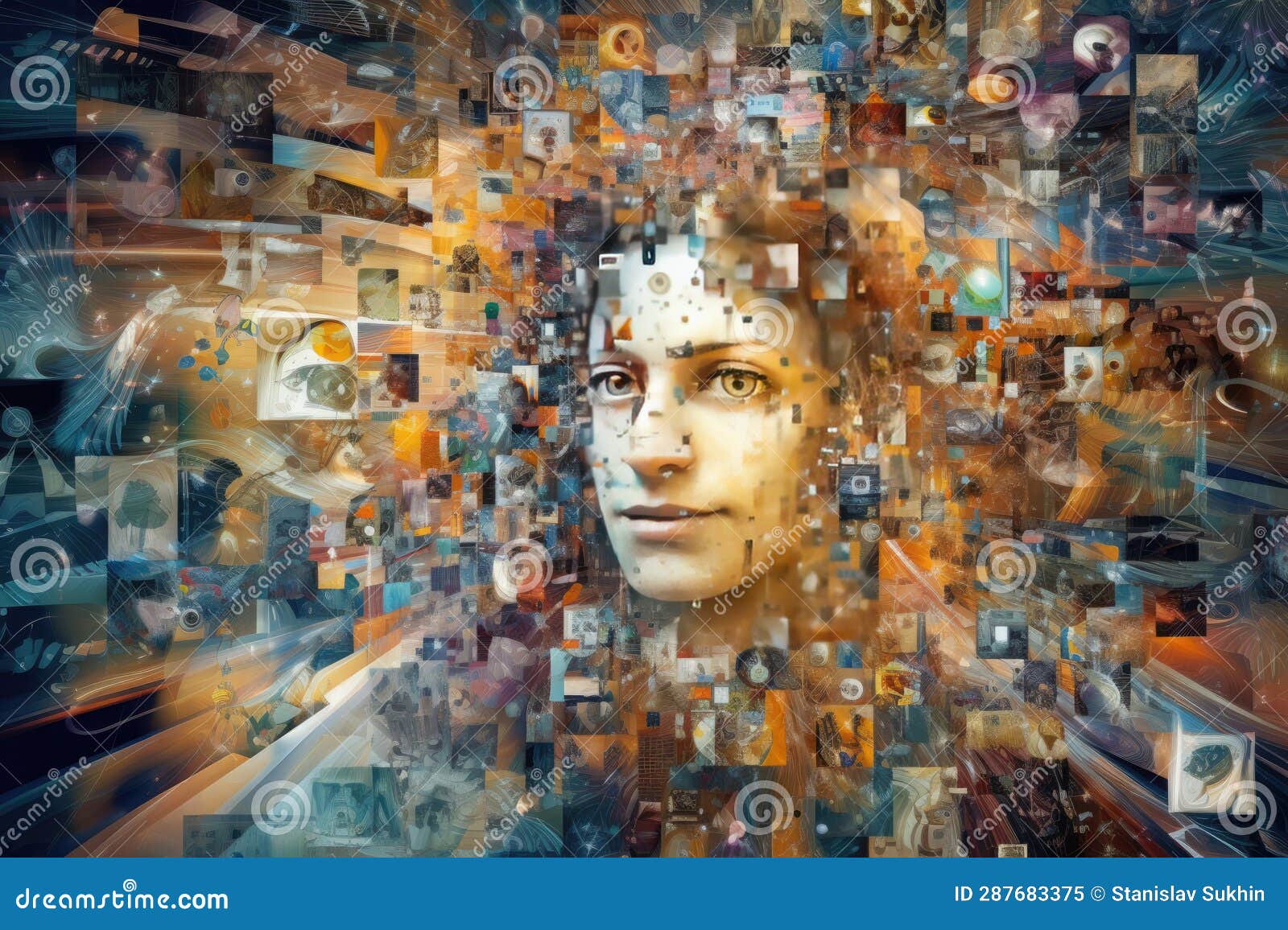 Portrait of Woman in Artificial Intelligence Concept.Neural Network ... Portrait of Woman in Artificial Intelligence Concept.Neural Network ...