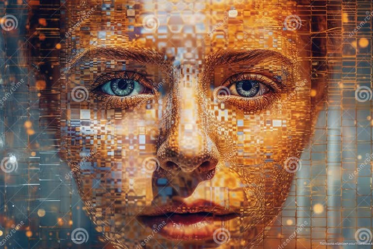 Portrait of Woman in Artificial Intelligence Concept.Neural Network ... Portrait of Woman in Artificial Intelligence Concept.Neural Network ...