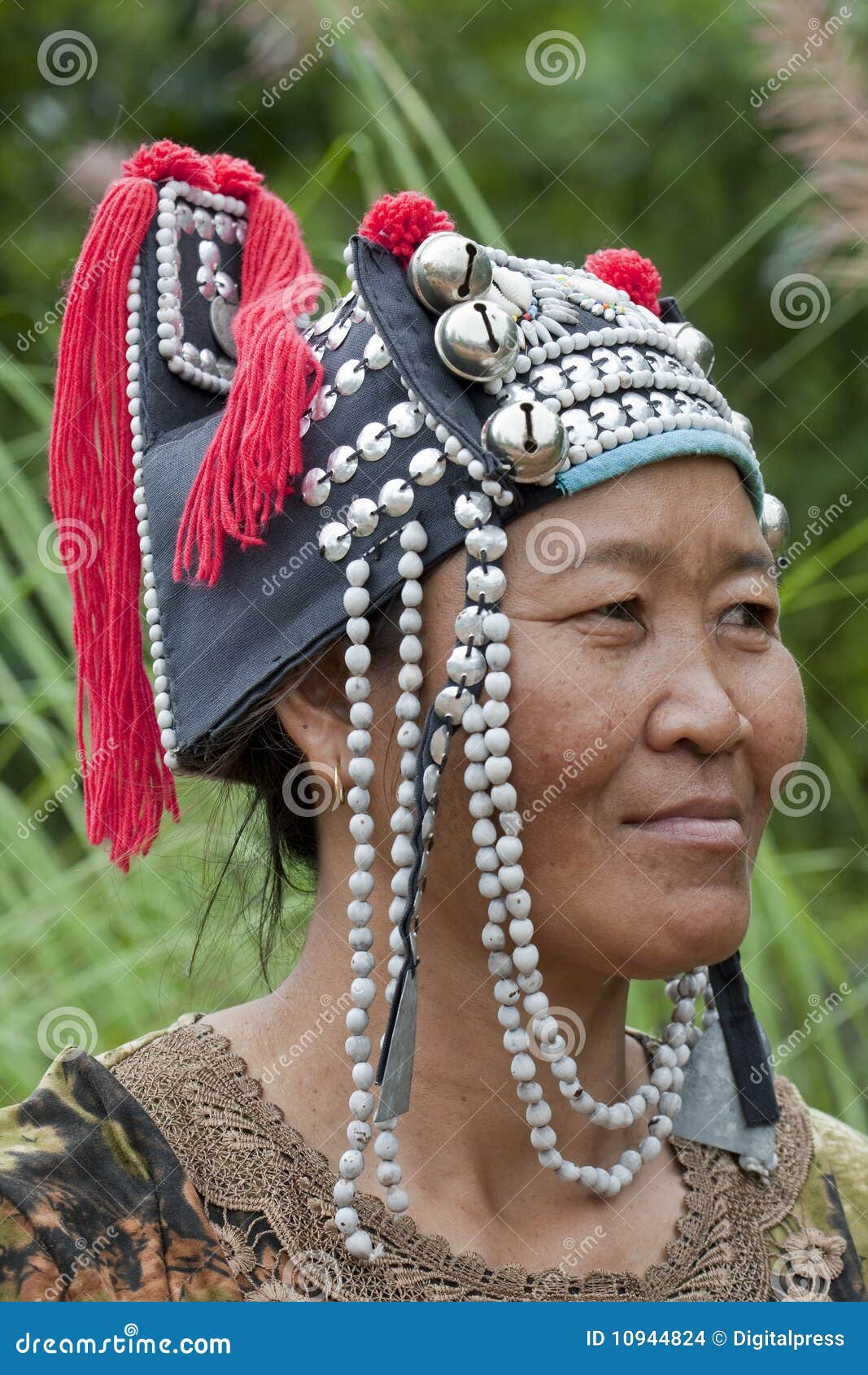 Portrait Woman from Asia, Akha Stock Photo - Image of headdress, head ...