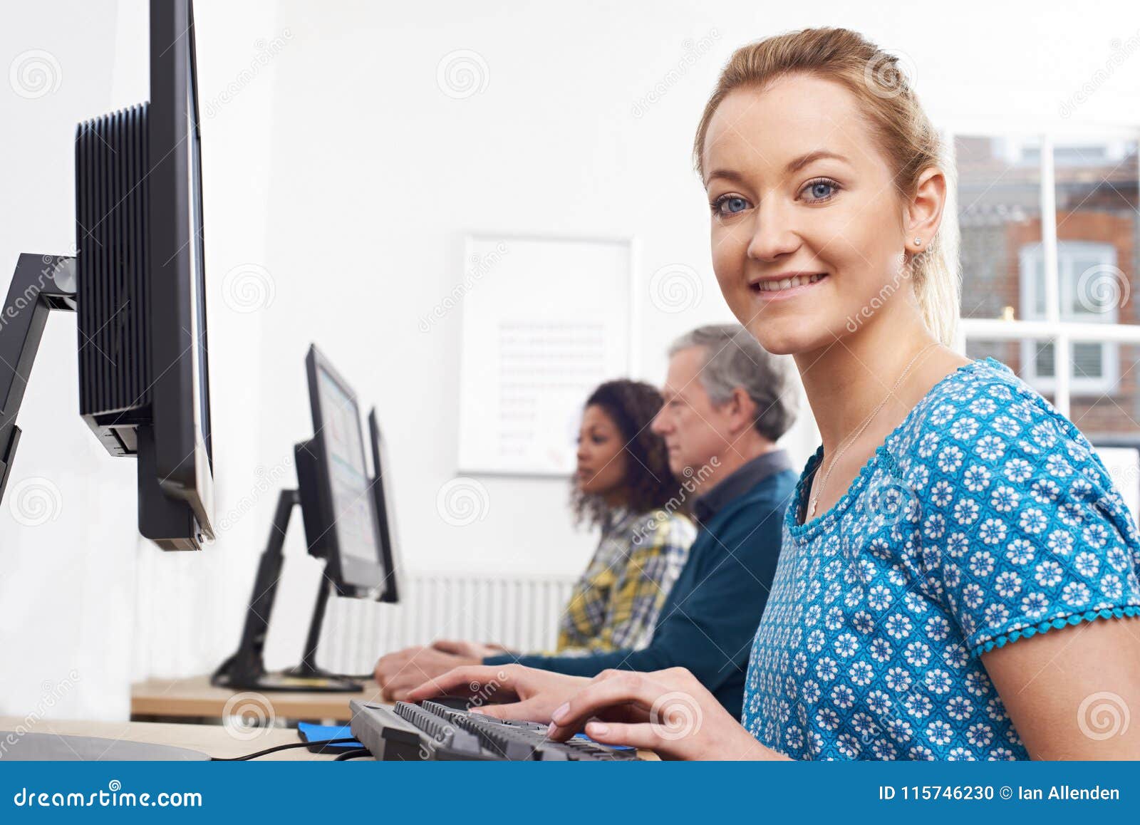 Portrait of Woman Attending Computer Class Stock Photo - Image of ...