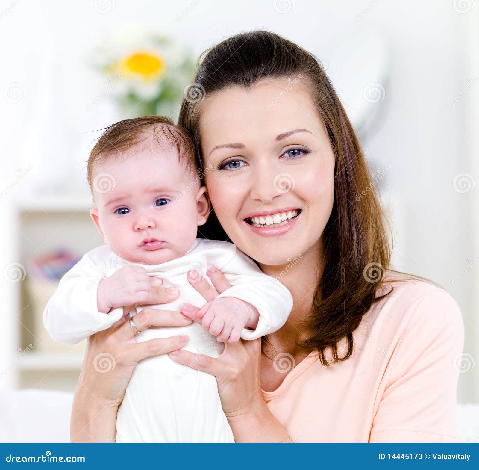 Portrait of Woman with Baby Stock Photo - Image of baby, room: 14445170