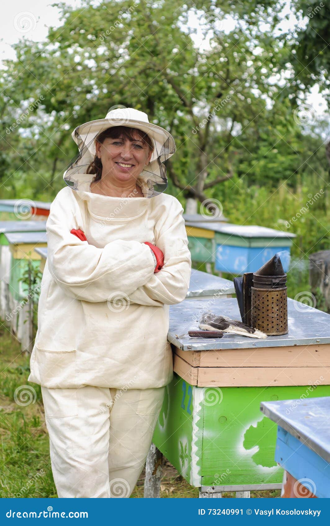 Portrait of a Woman Beekeeper Stock Image - Image of clothing, woman ...