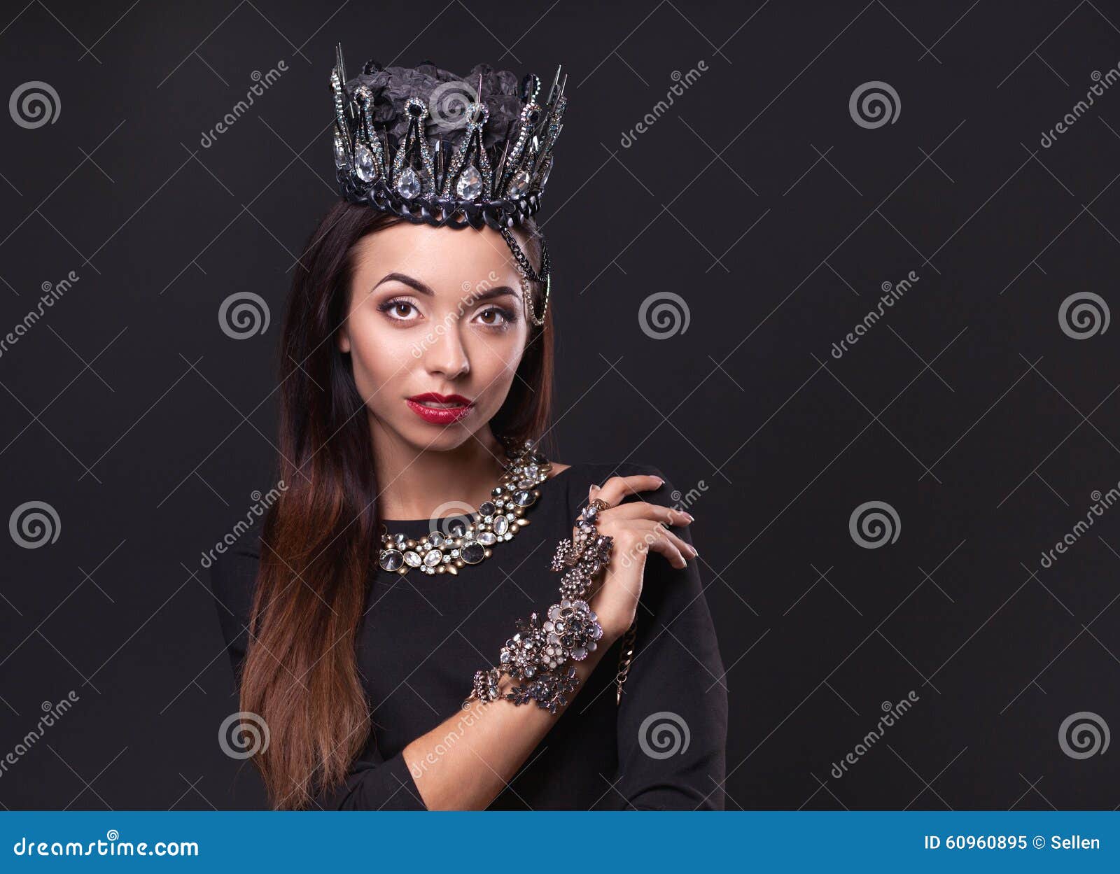 Portrait of Woman in Black Crown Stock Image - Image of nature, blond ...