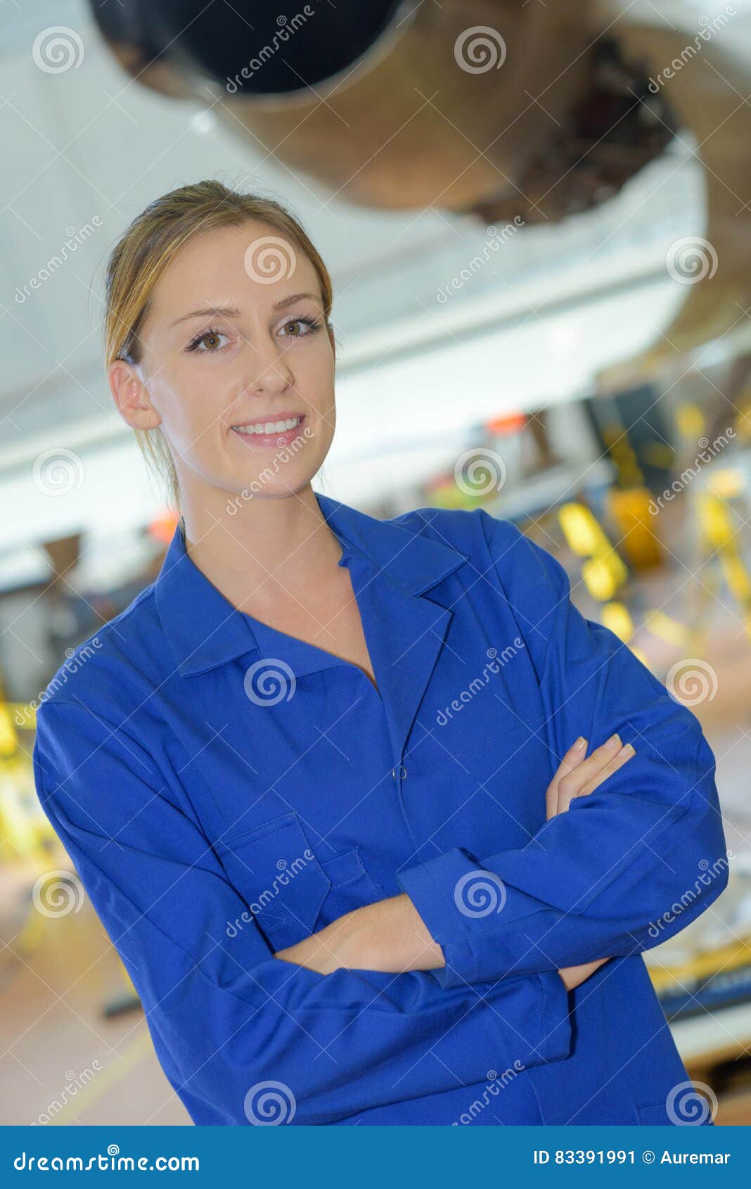 Portrait Woman in Blue Jacket Stock Image - Image of aeronautics ...