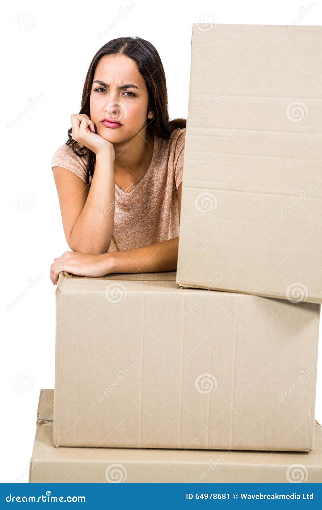 Portrait of Woman with Boxes Stock Image - Image of person, head: 64978681