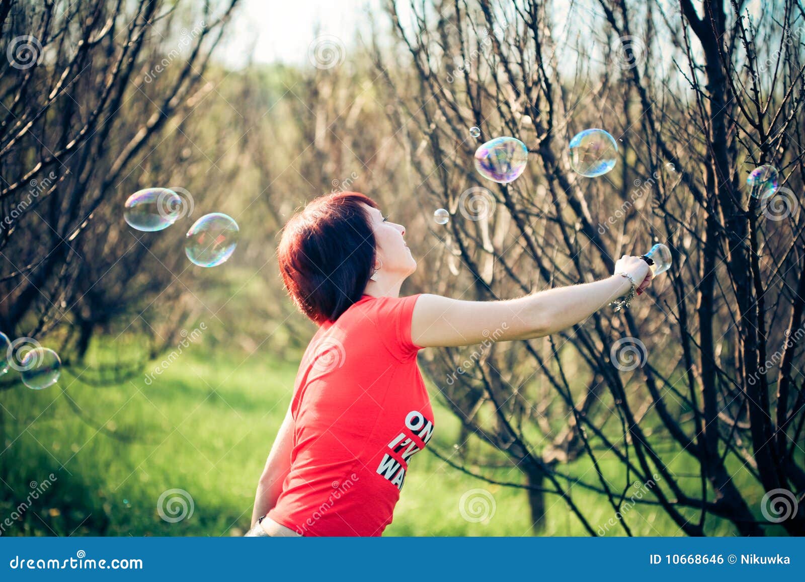 Portrait of Woman with Bubbles Stock Photo - Image of freedom, model ...