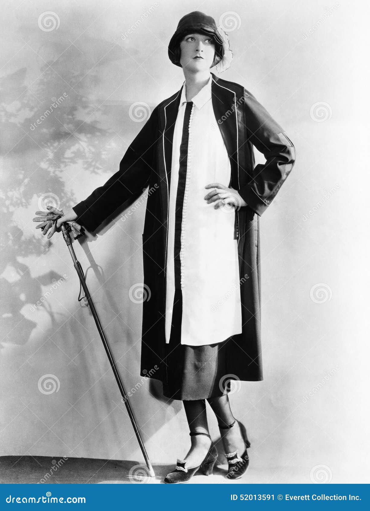 Portrait of Woman with Cane and Gloves Stock Image - Image of people ...