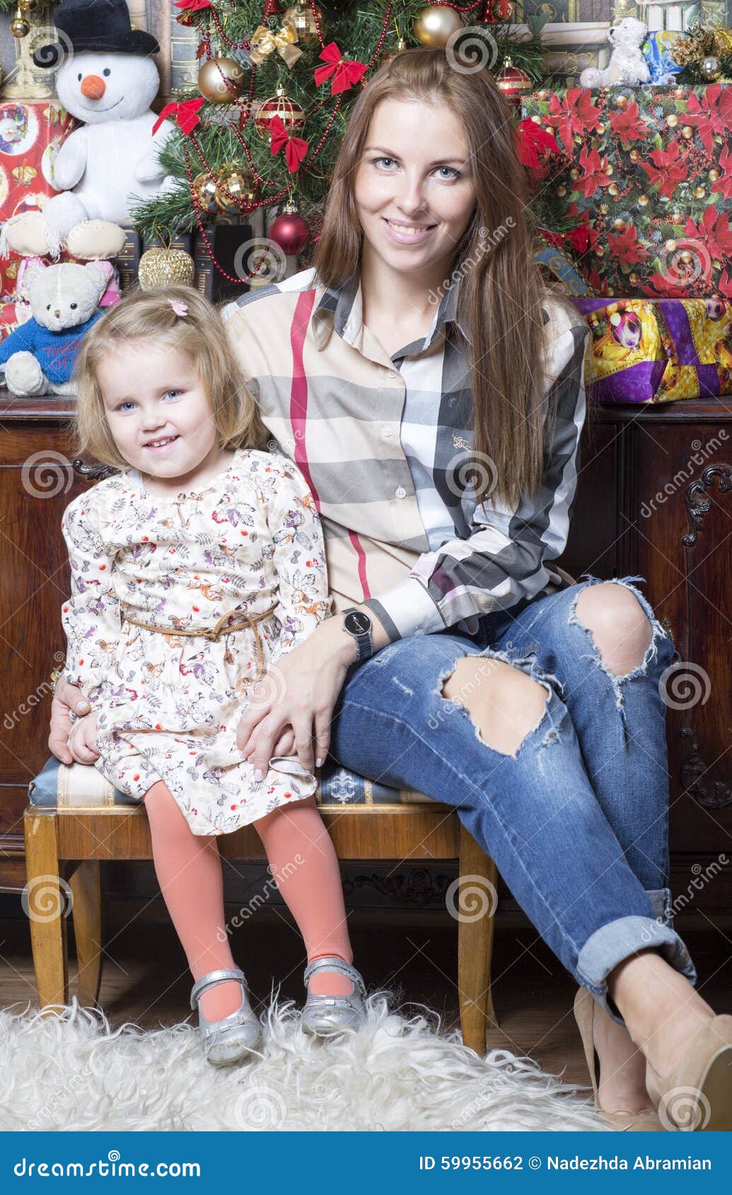 Portrait of a Woman with a Child. Stock Photo - Image of portrait, tree ...