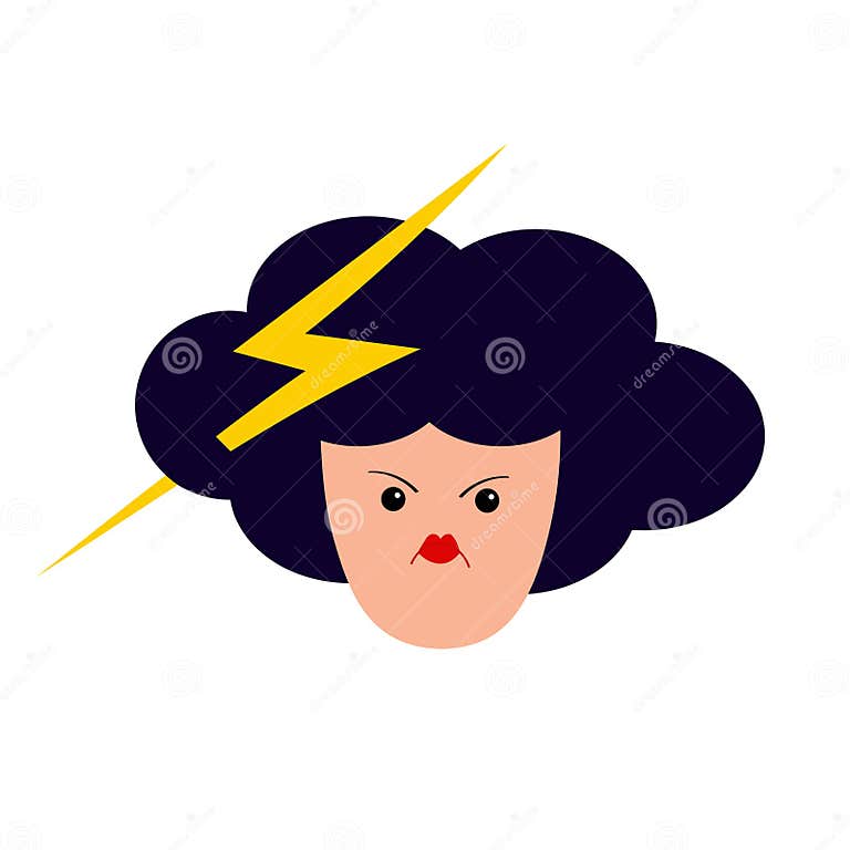 Portrait Of Woman Cloud Lightning Thunder Hairstyle Young Girl Face