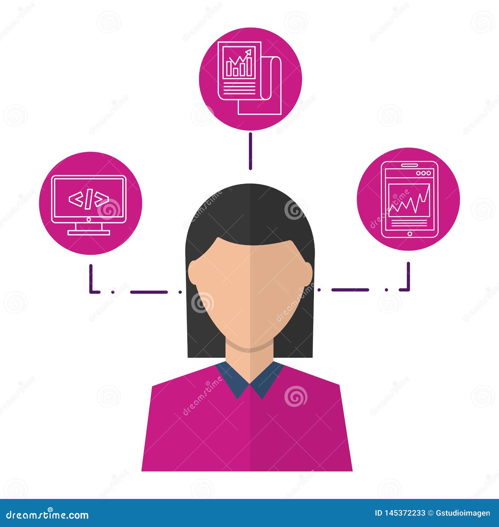 Portrait of Woman Coding Programmer Stock Vector - Illustration of ...