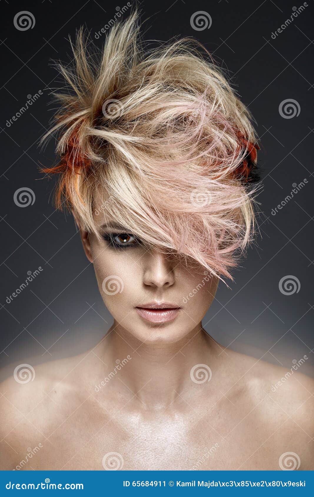Portrait of a Woman with a Colored Coiffure Stock Image - Image of ...