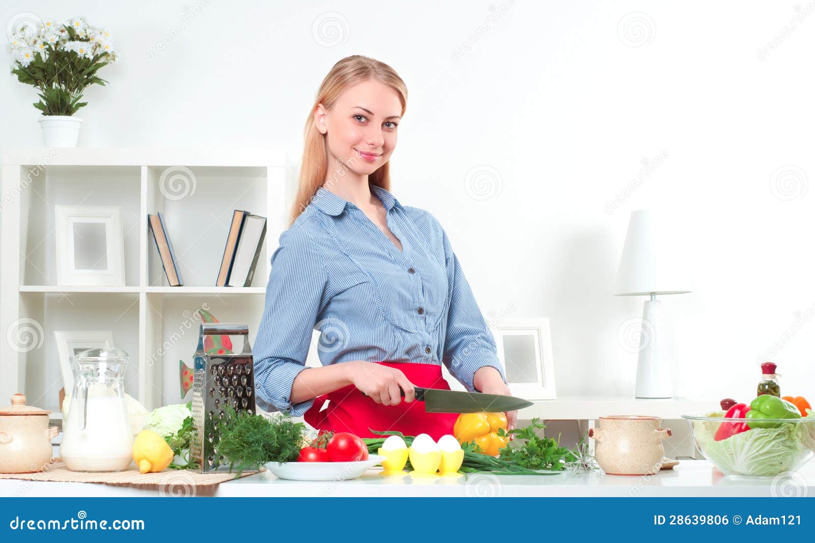 Portrait of a Woman Cooking Vegetables Stock Photo - Image of food ...