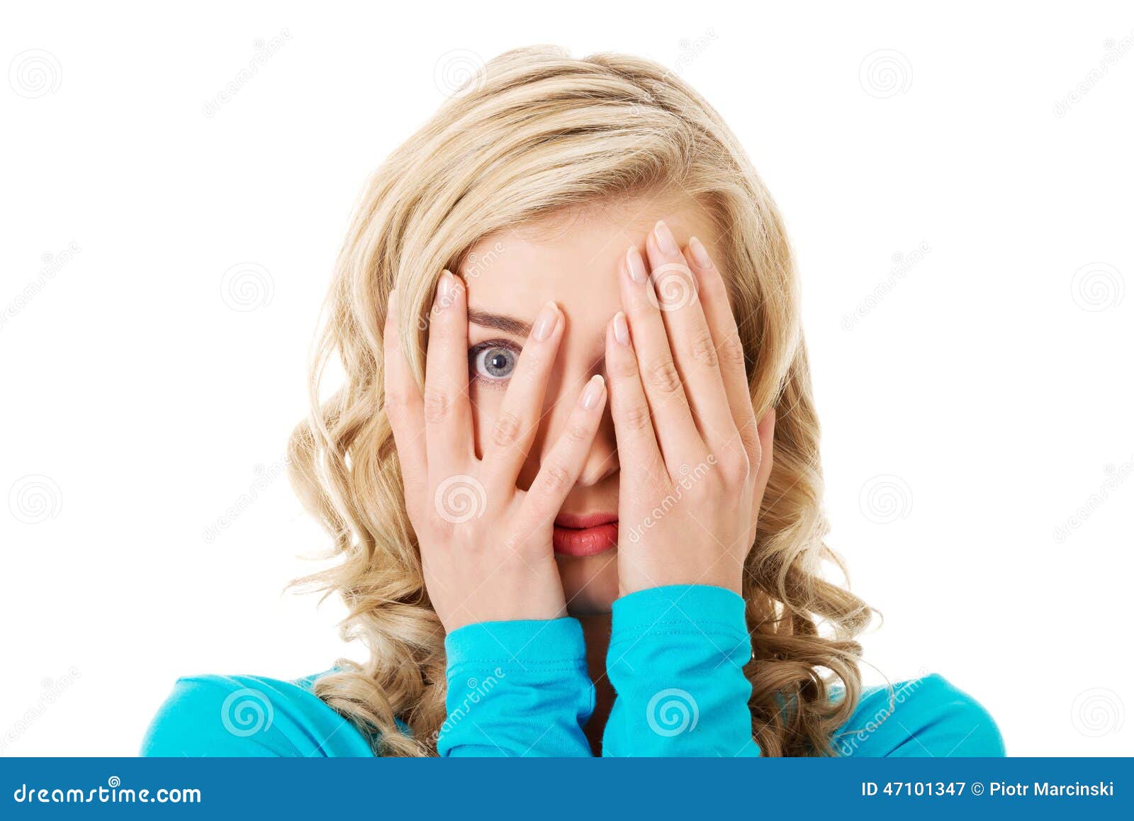 Portrait of a Woman Covering Eyes Stock Image - Image of closeup ...
