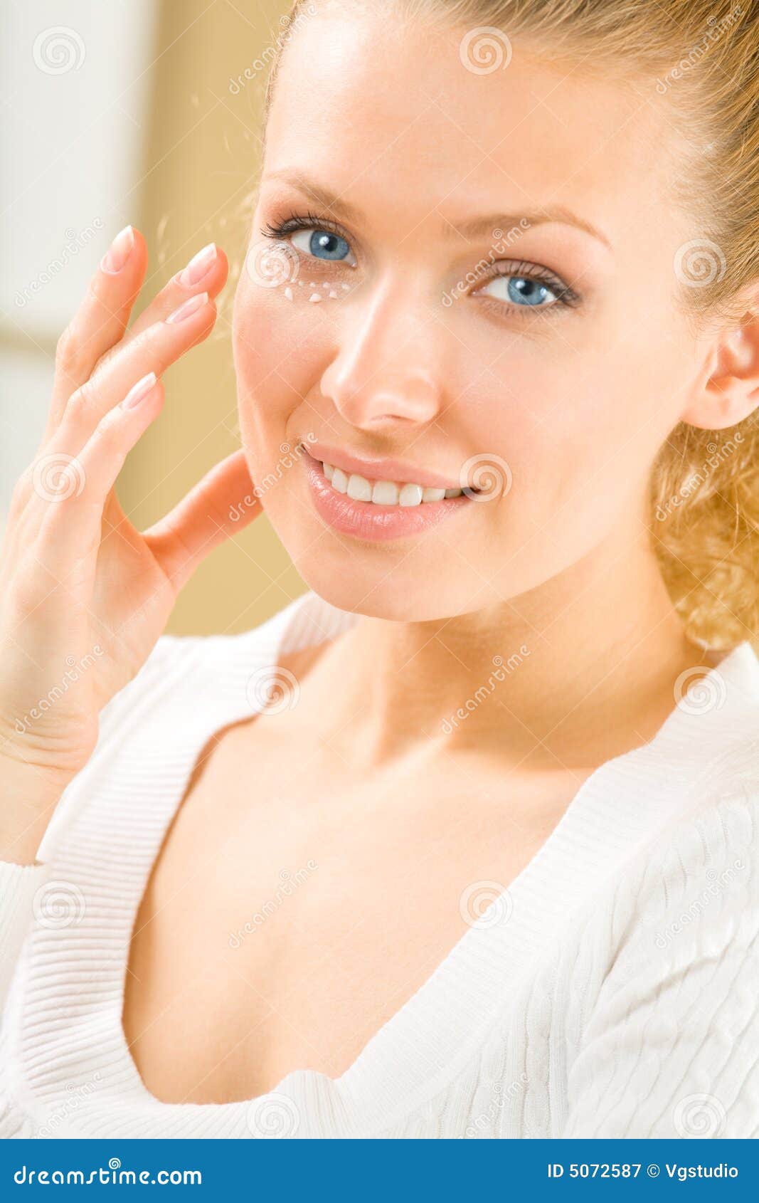 Portrait of Woman with Cream Stock Image - Image of freshness ...