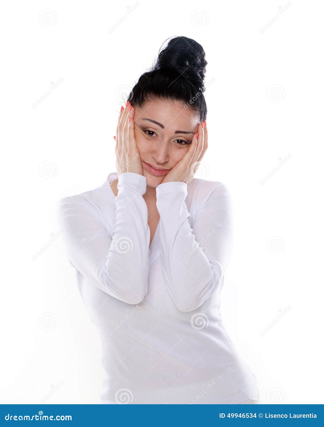 The Portrait of a Woman with Different Emotions Isolated Stock Photo ...