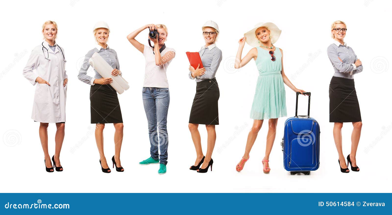 Portrait of Woman with Different Profession Stock Photo - Image of ...