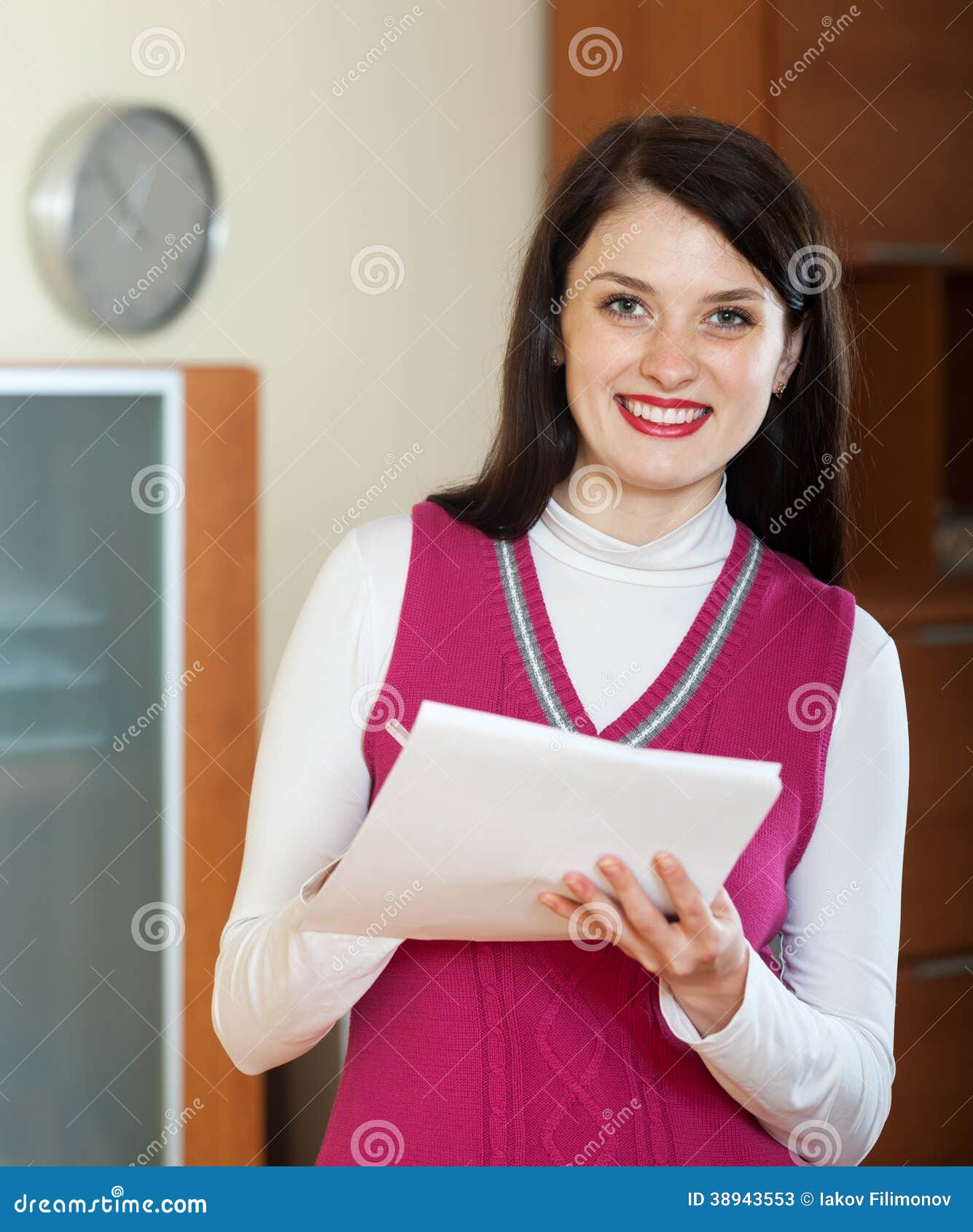 Portrait of Woman with Documents Stock Image - Image of people ...