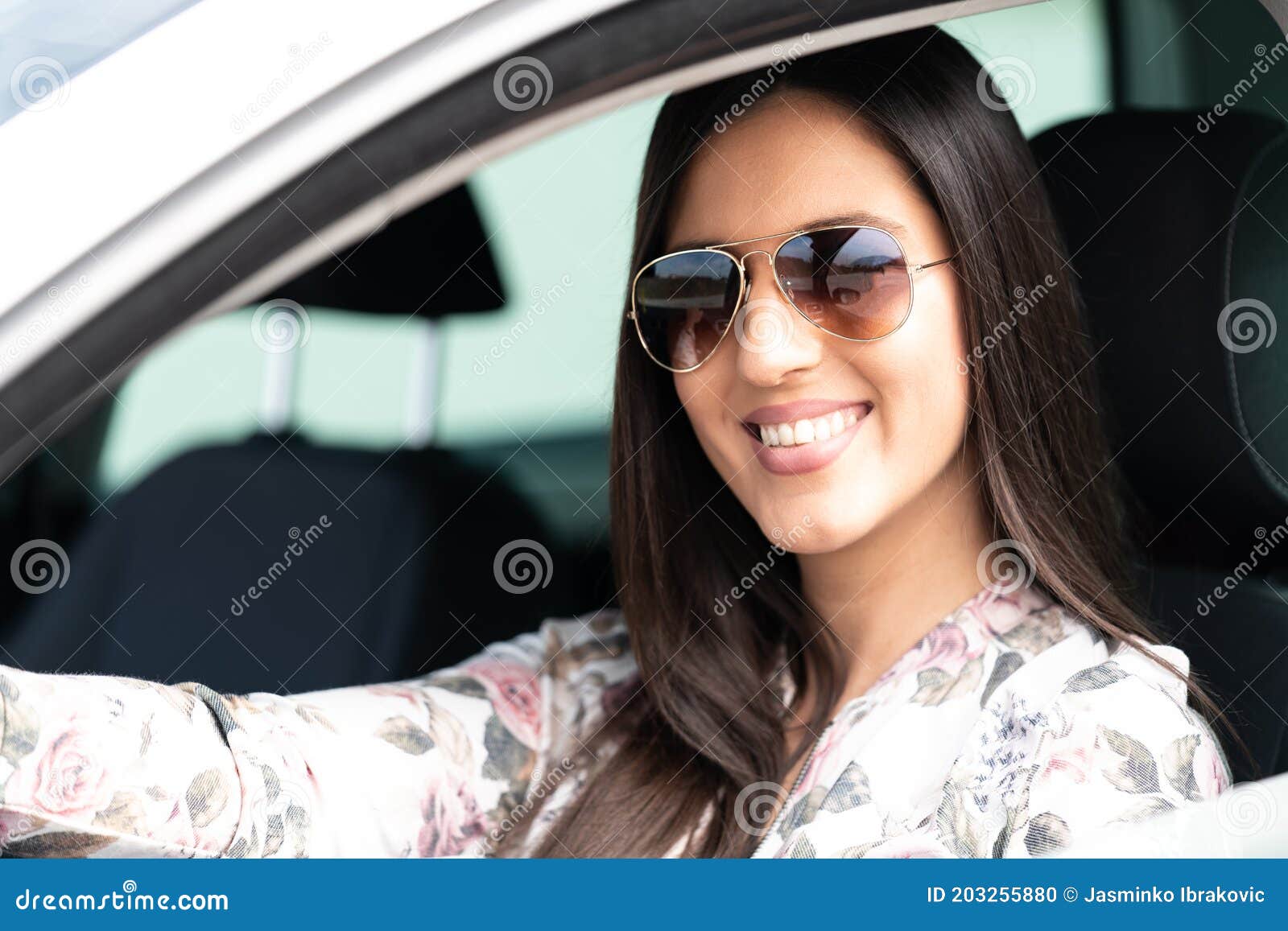 Portrait of a Woman Driver in Her Car Stock Photo - Image of automobile ...
