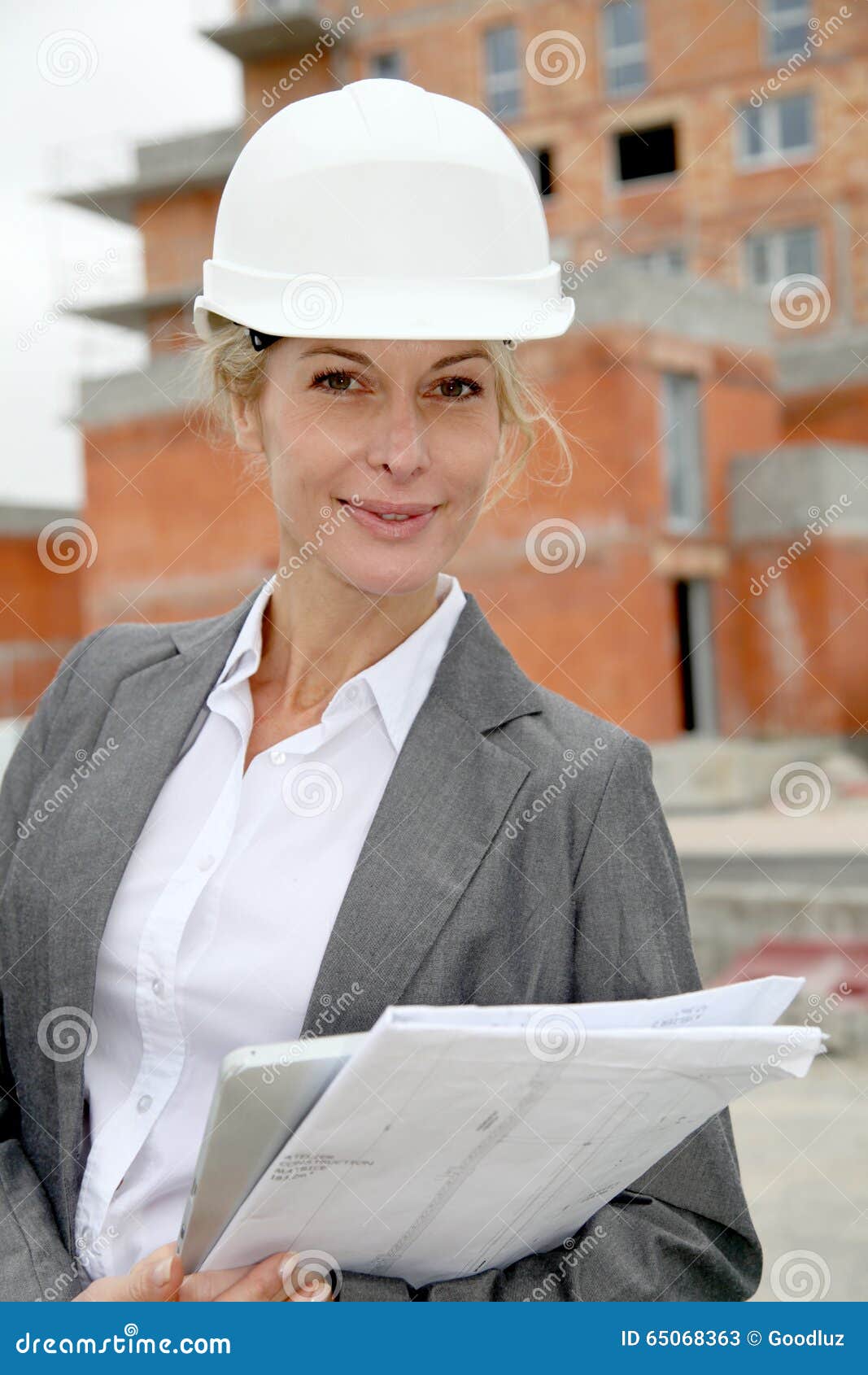 Portrait of Woman Engineer on a Building Site Stock Image - Image of ...