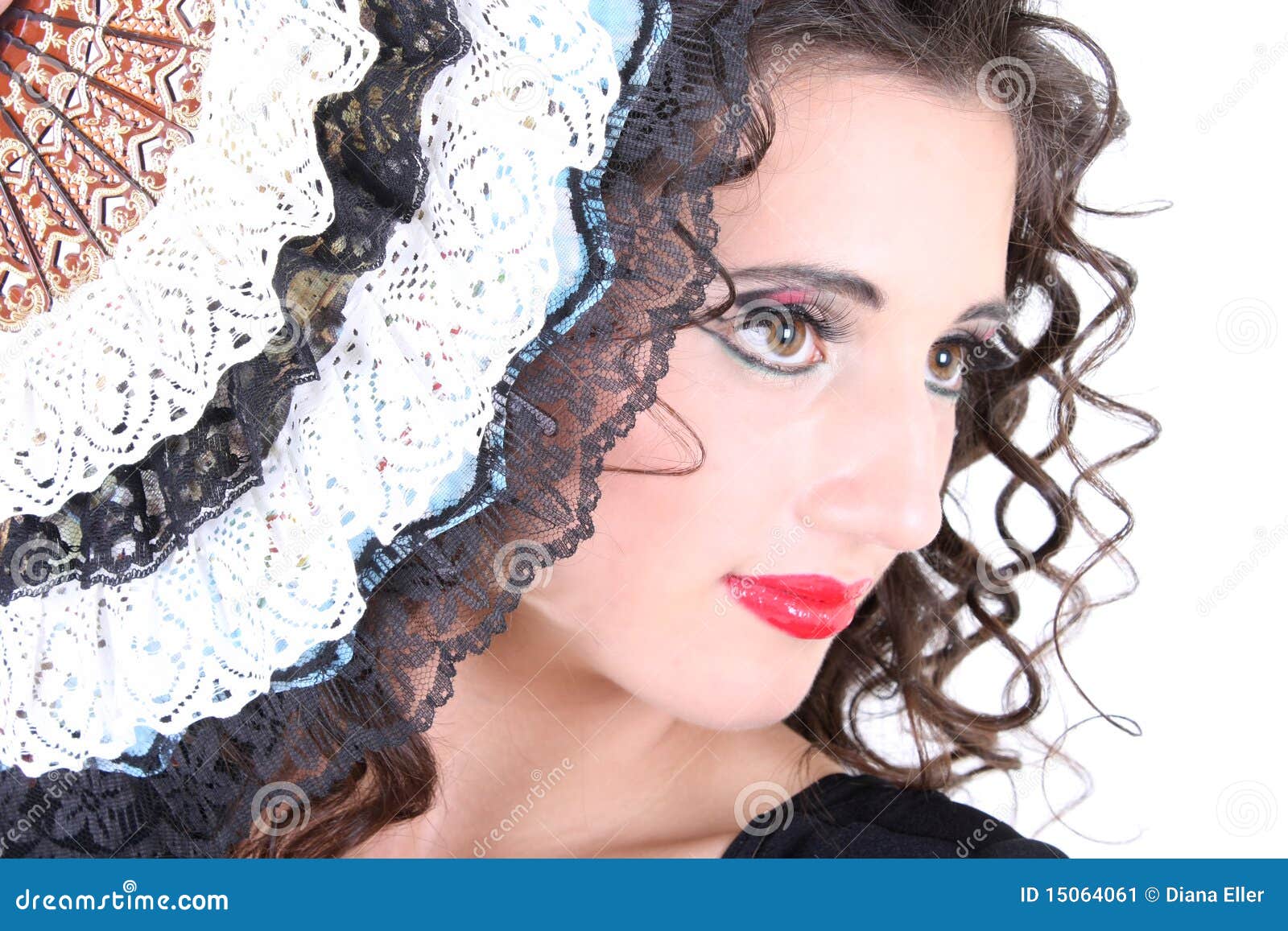 Portrait of woman with fan stock image. Image of mysterious - 15064061