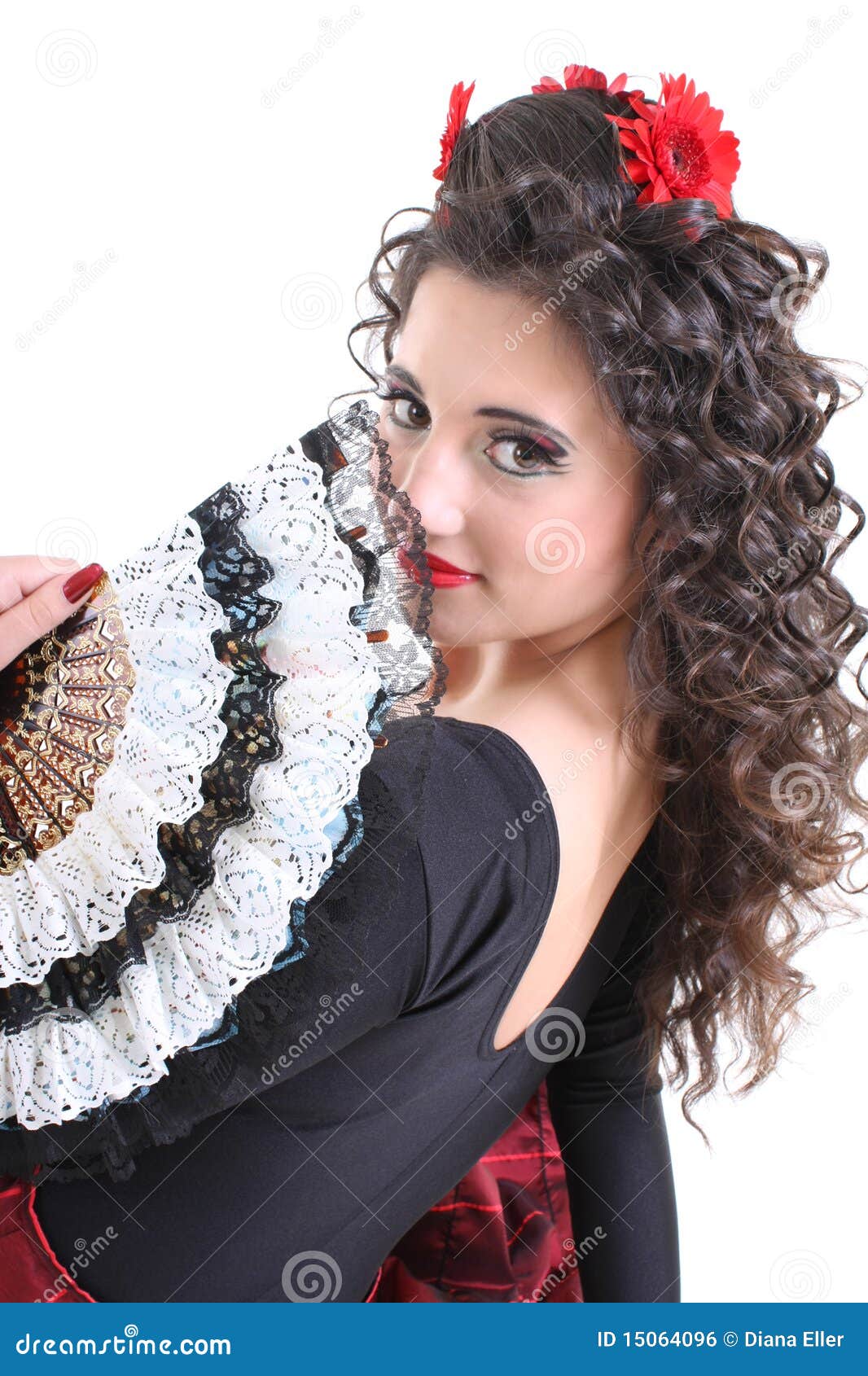 Portrait of woman with fan stock photo. Image of black - 15064096