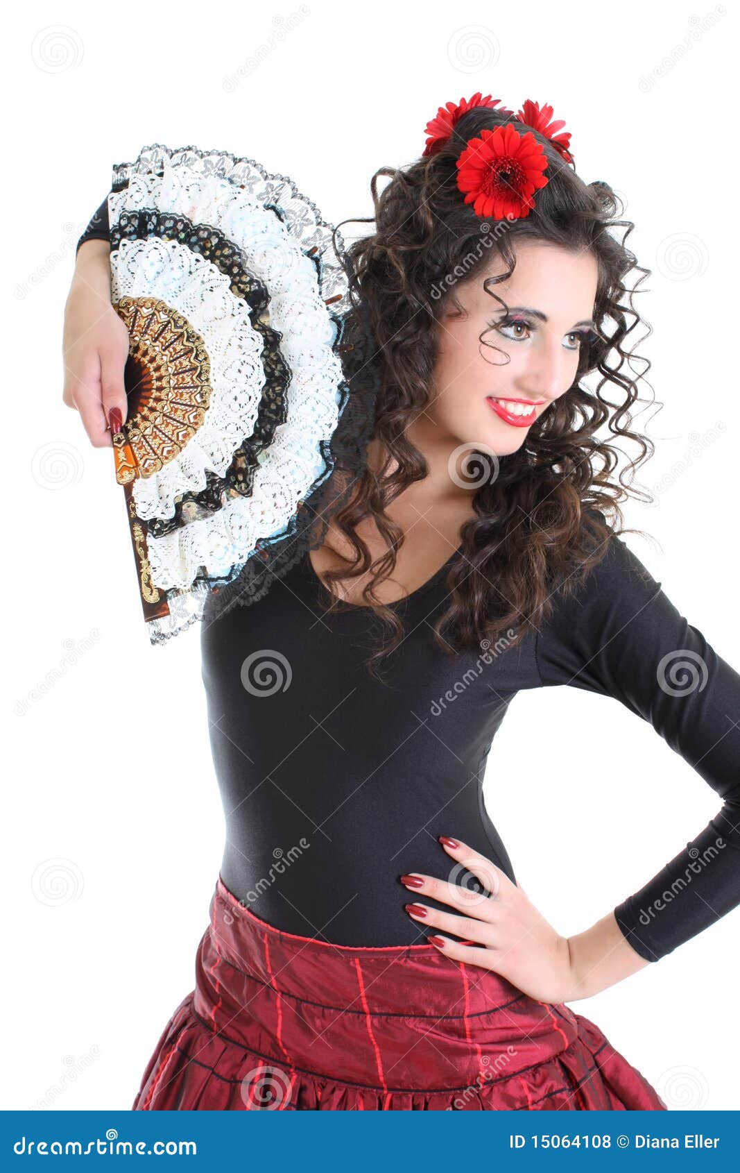 Portrait of woman with fan stock photo. Image of isolated - 15064108