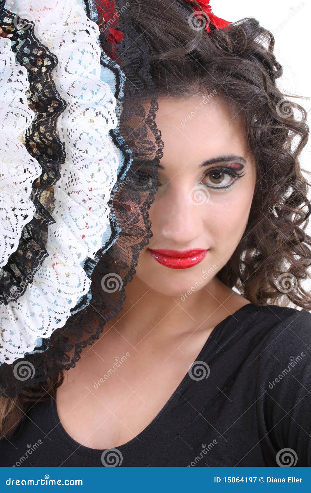 Portrait of woman with fan stock image. Image of beautiful - 15064197