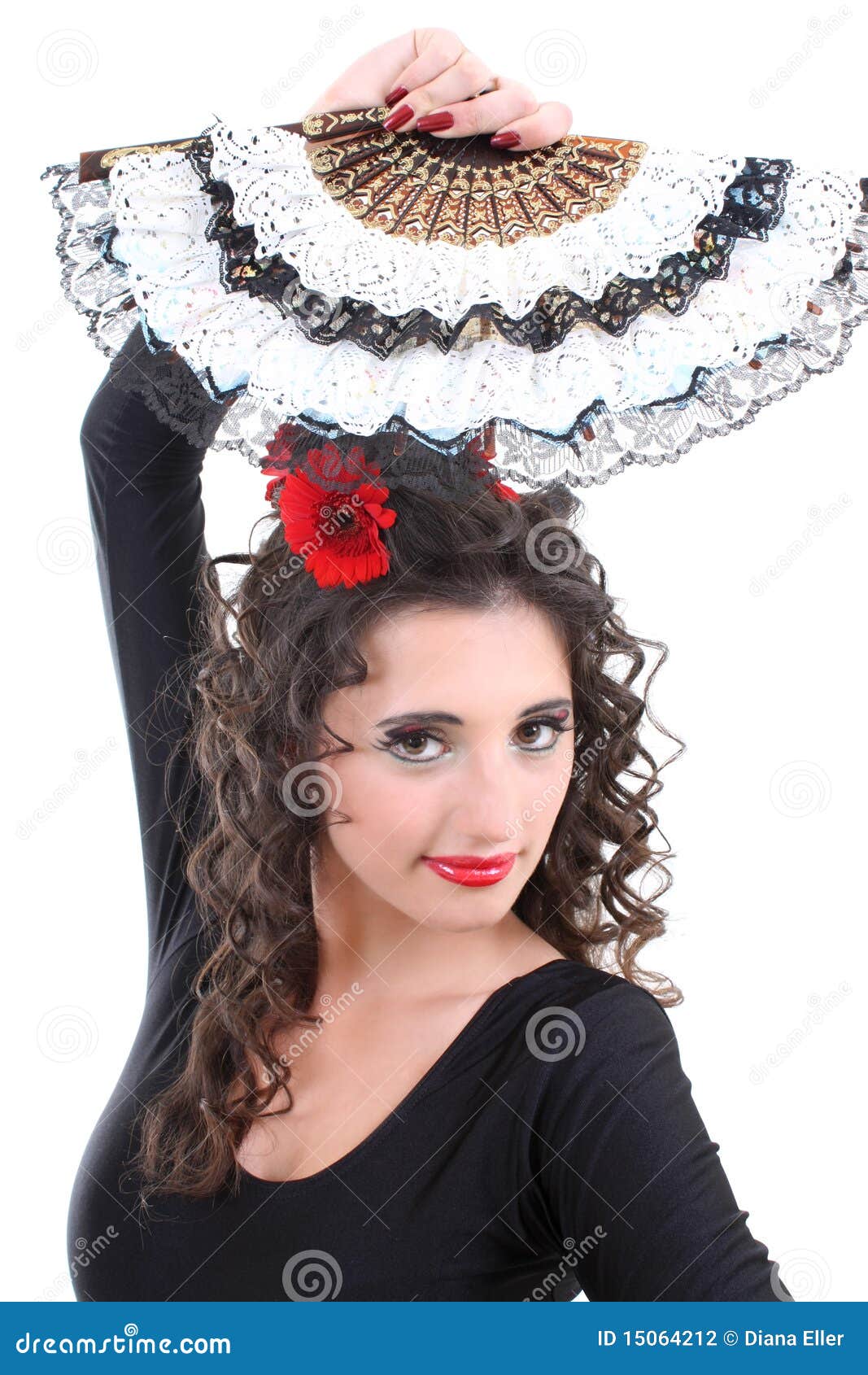 Portrait of woman with fan stock photo. Image of young - 15064212