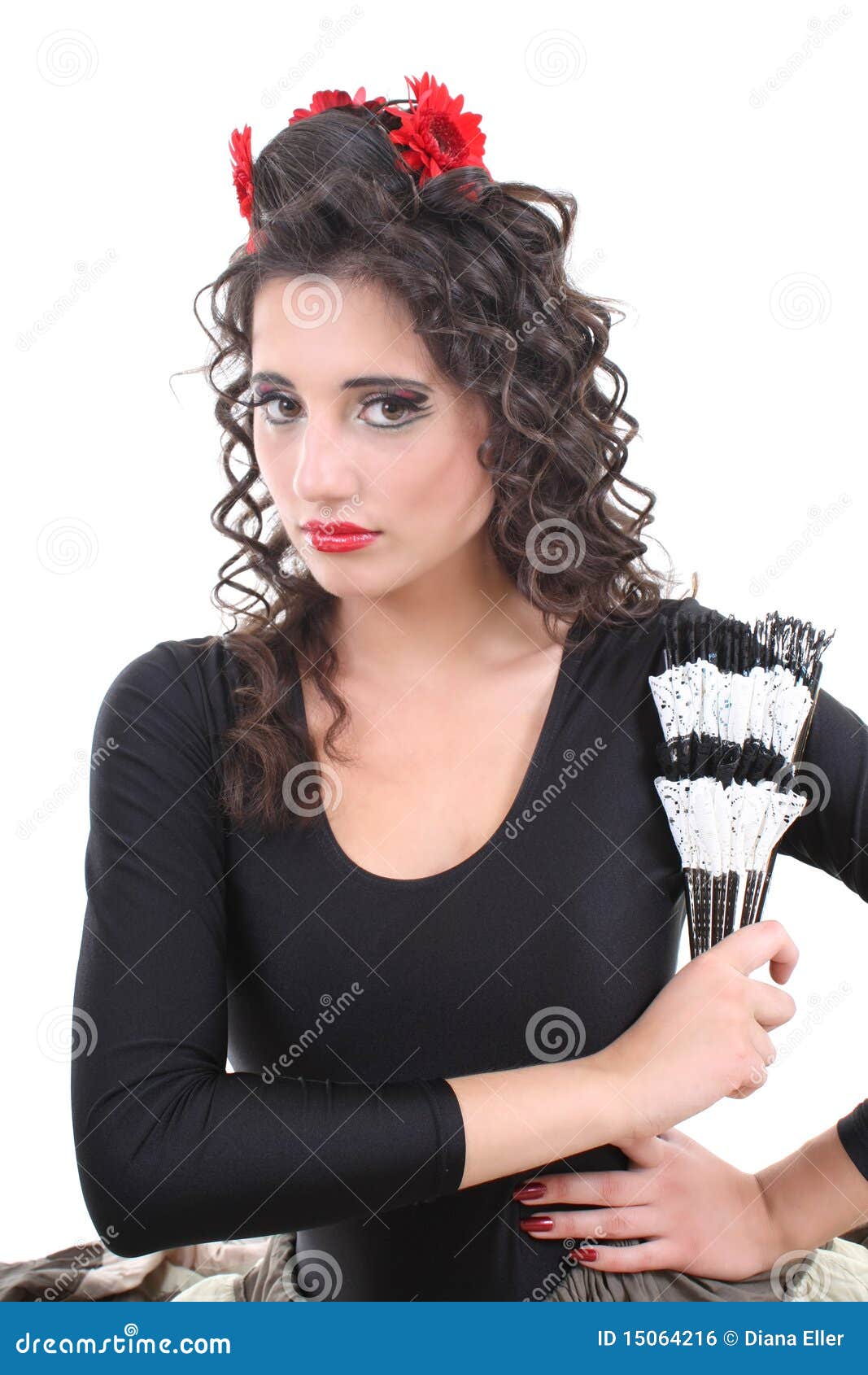 Portrait of woman with fan stock photo. Image of woman - 15064216