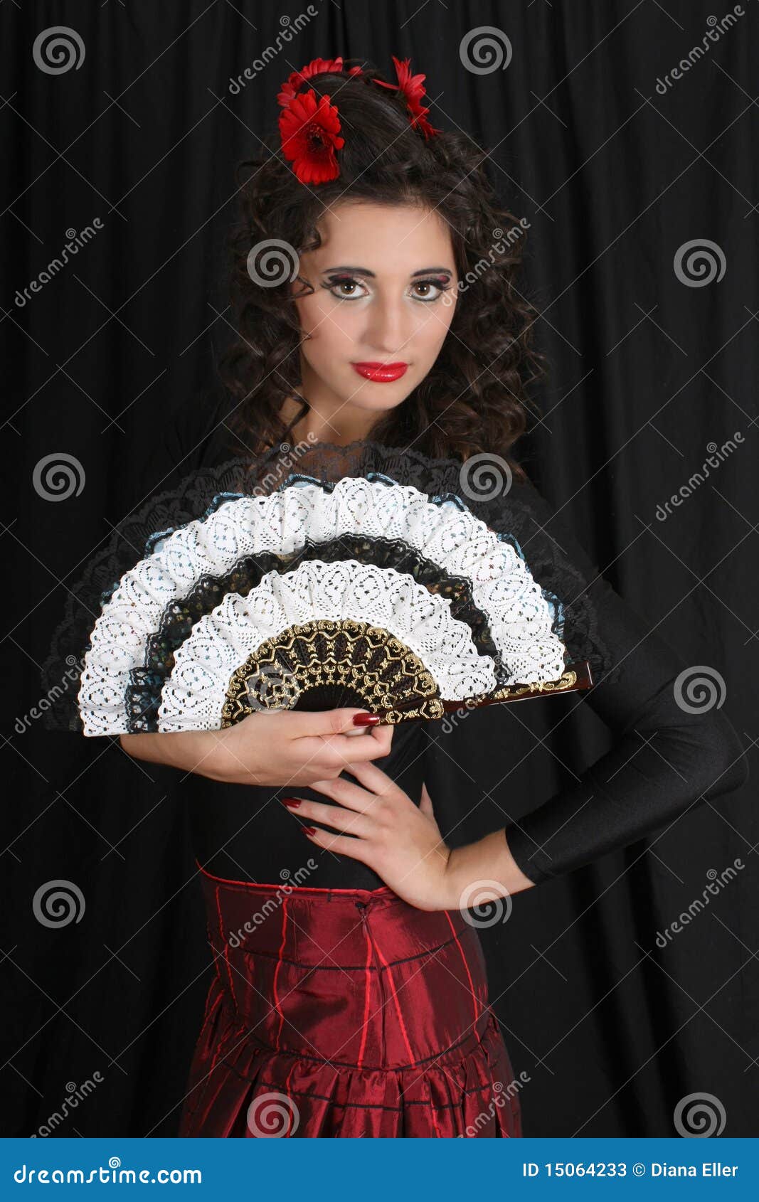 Portrait of woman with fan stock image. Image of beautiful - 15064233