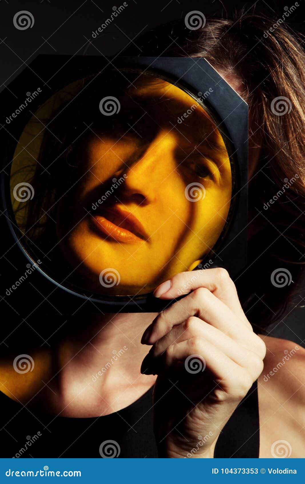 Portrait of Woman with Filter Stock Image - Image of chrome, photograph ...