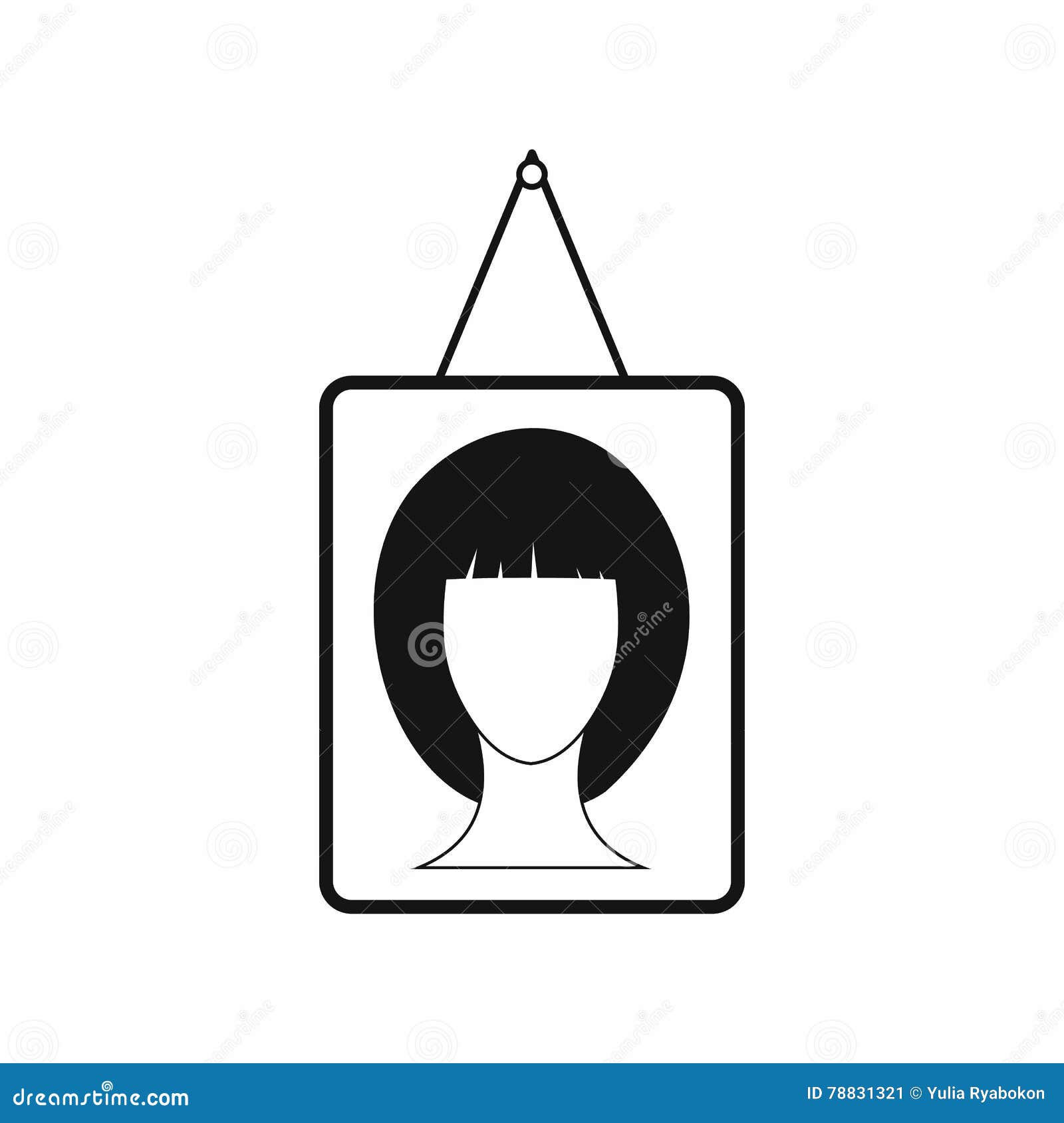 Portrait of a Woman in a Frame Icon, Simple Style Stock Vector ...