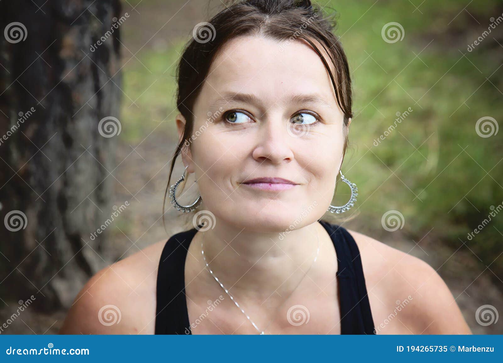 Portrait of Woman in the Green Forest Stock Image - Image of look, nice ...