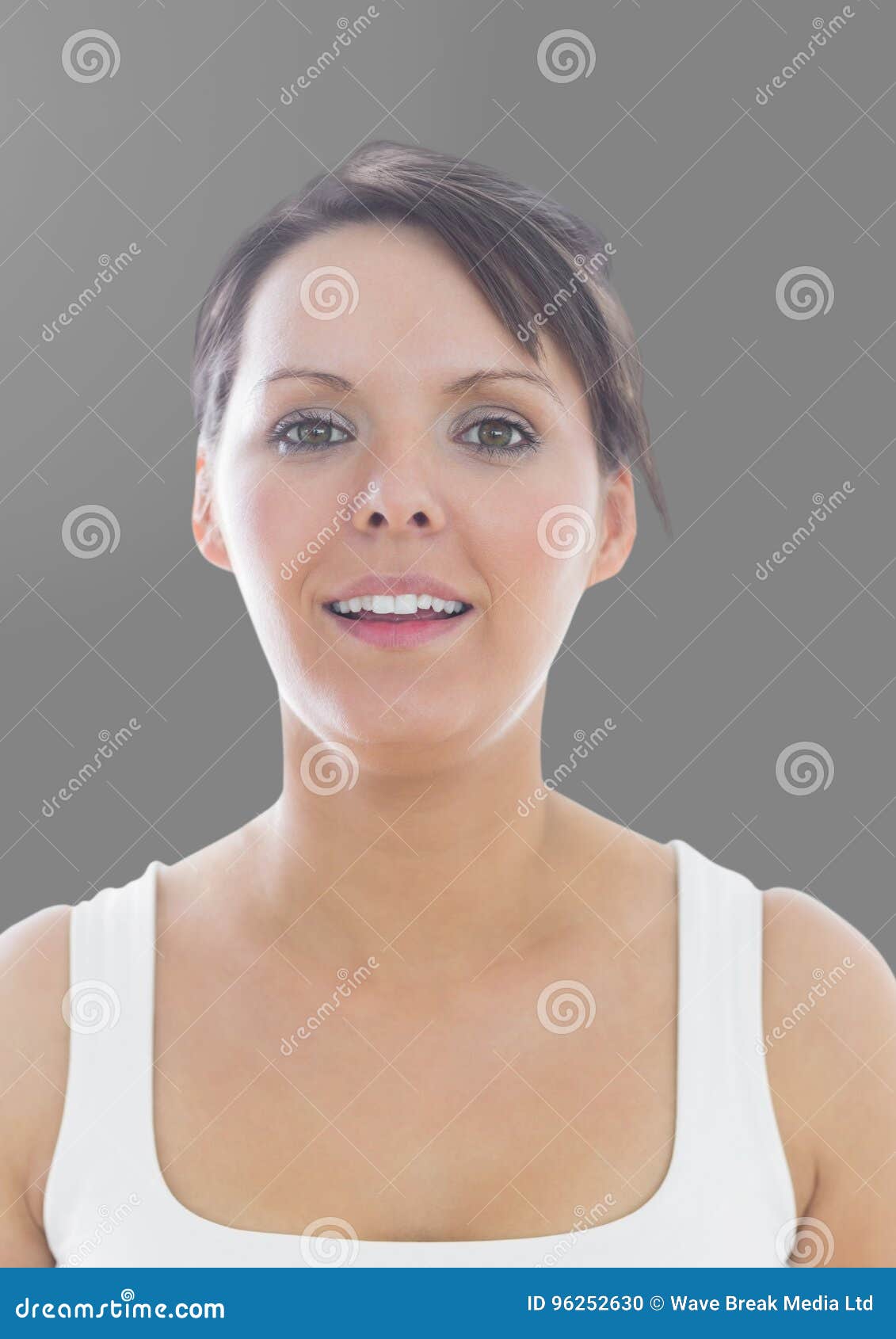 Portrait of Woman with Grey Background Stock Photo - Image of ...