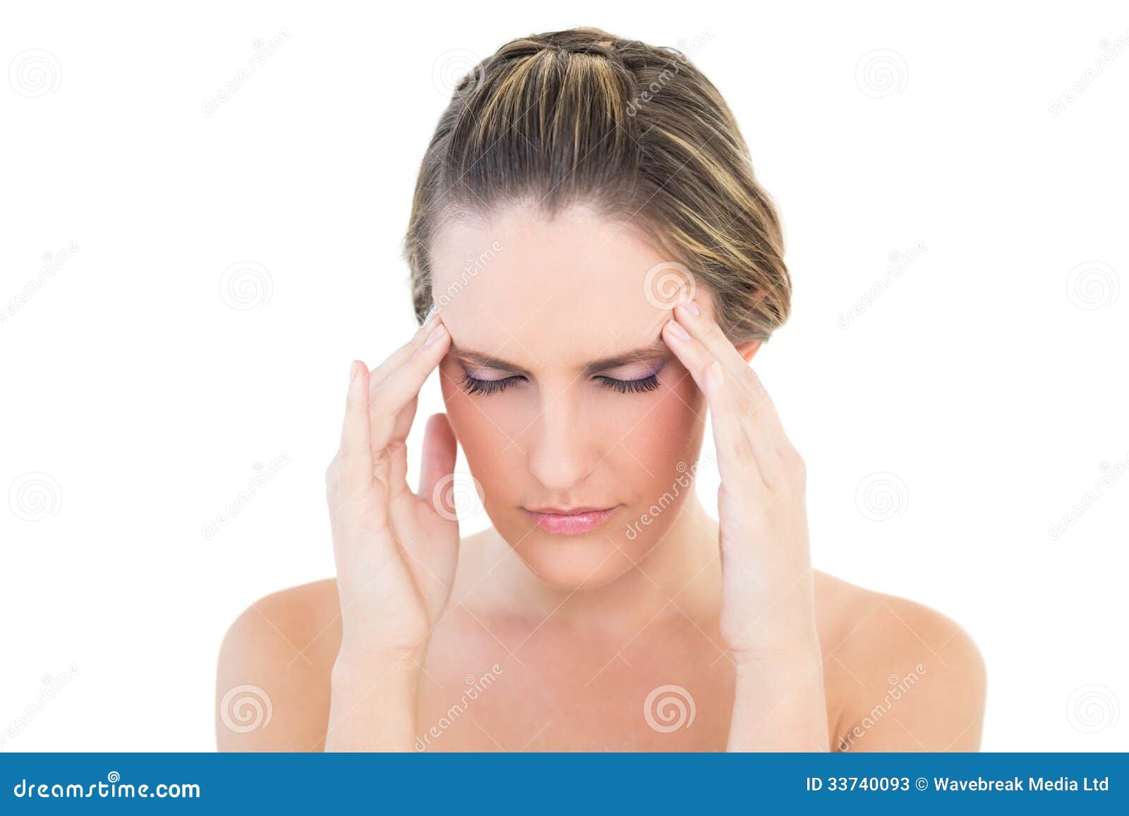 Portrait of Woman with Hands on Head Stock Image - Image of healthy ...