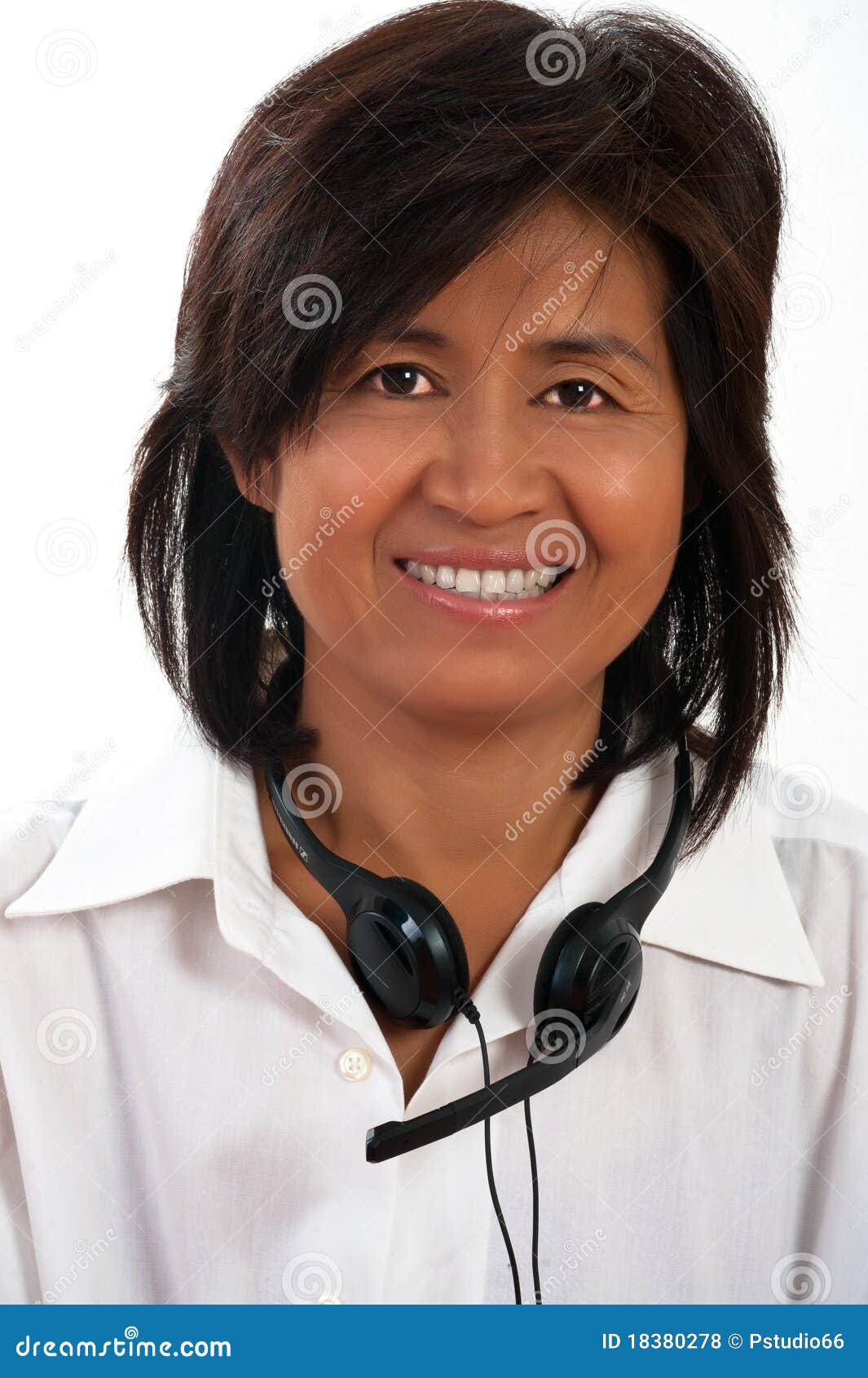 Portrait of a Woman with a Headset Stock Photo - Image of ...