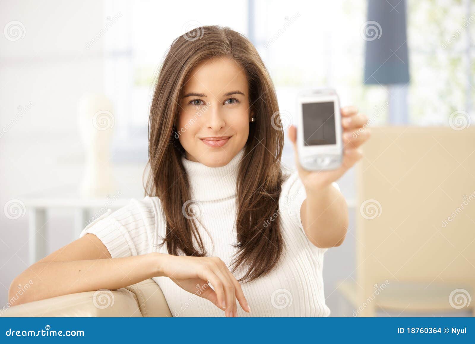 Portrait of Woman Holding Cellphone Stock Photo - Image of holding ...
