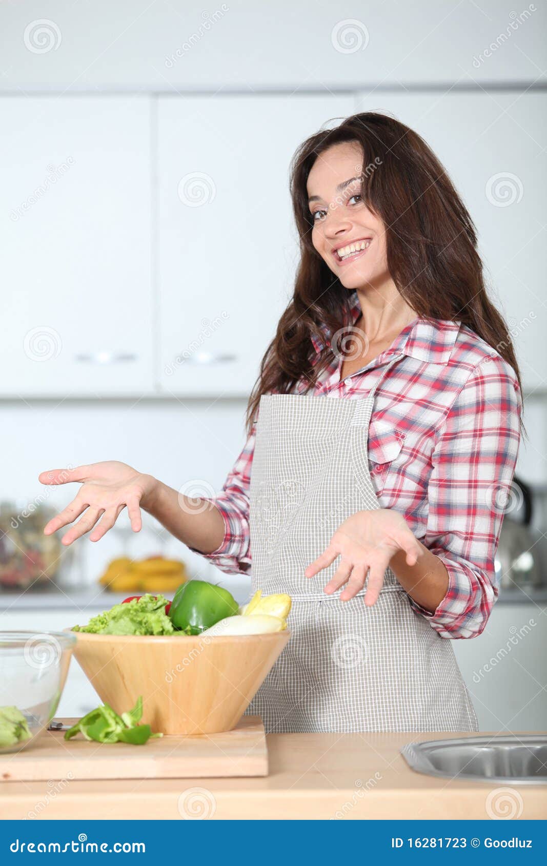 Portrait of Woman in Kitchen Stock Image - Image of cook, household ...