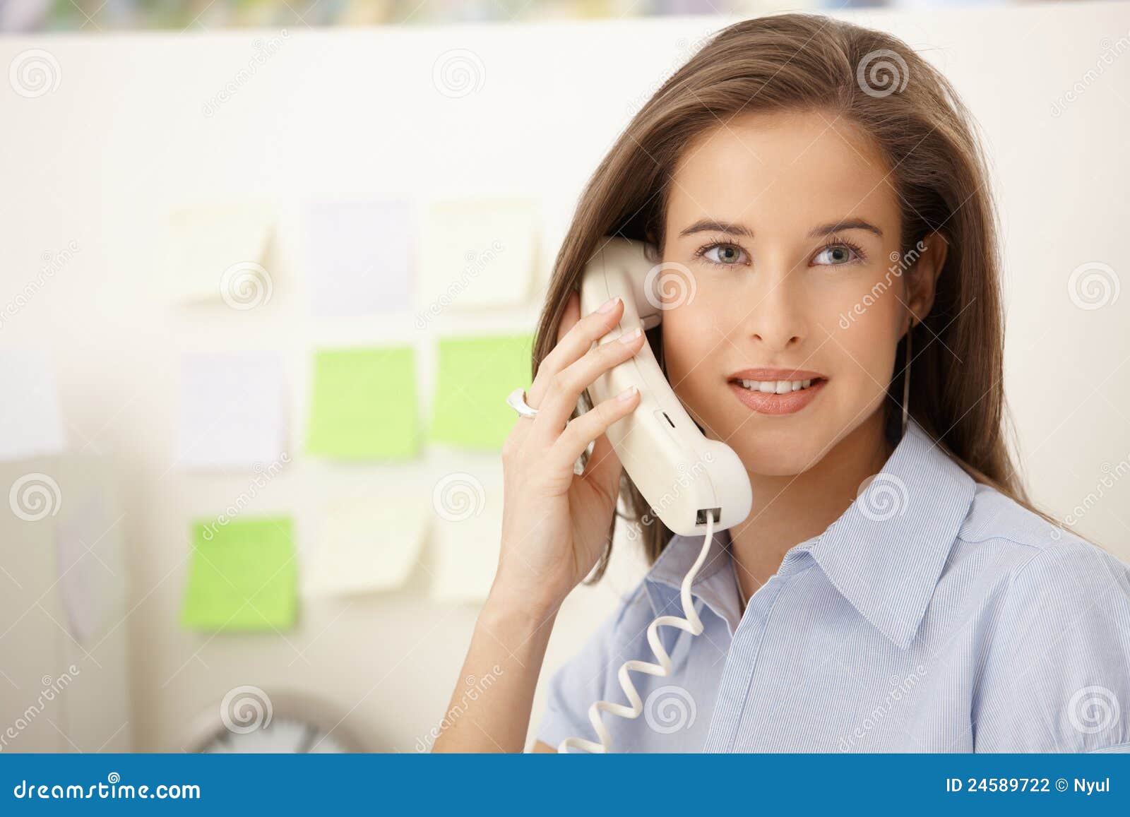 Portrait of Woman on Landline Call Stock Photo - Image of adult ...
