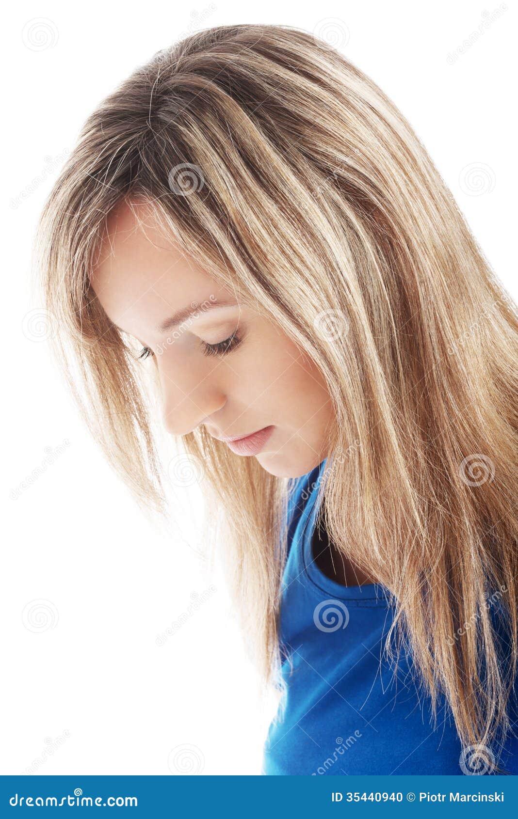 Portrait of a Woman Looking Down. Stock Photo - Image of attractive ...
