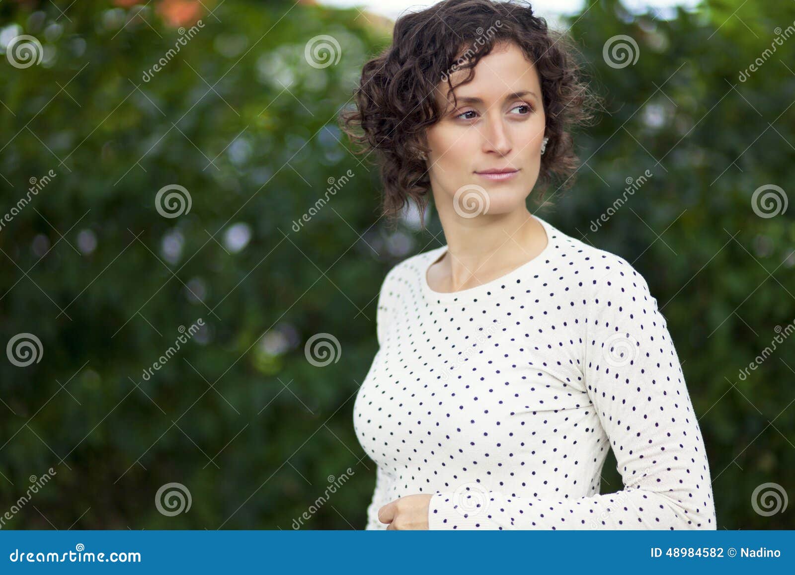 Portrait of a Woman Lost in Thought Stock Photo - Image of female ...