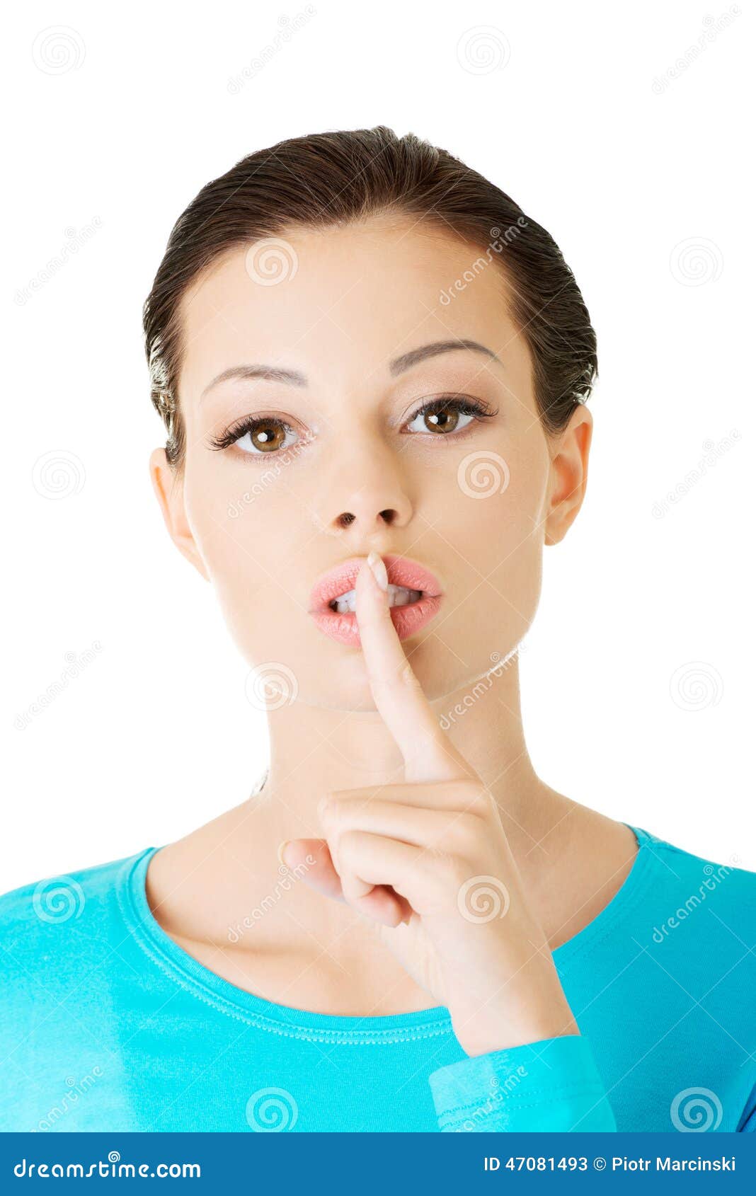 Portrait of a Woman Making Silence Gesture Stock Image - Image of face ...