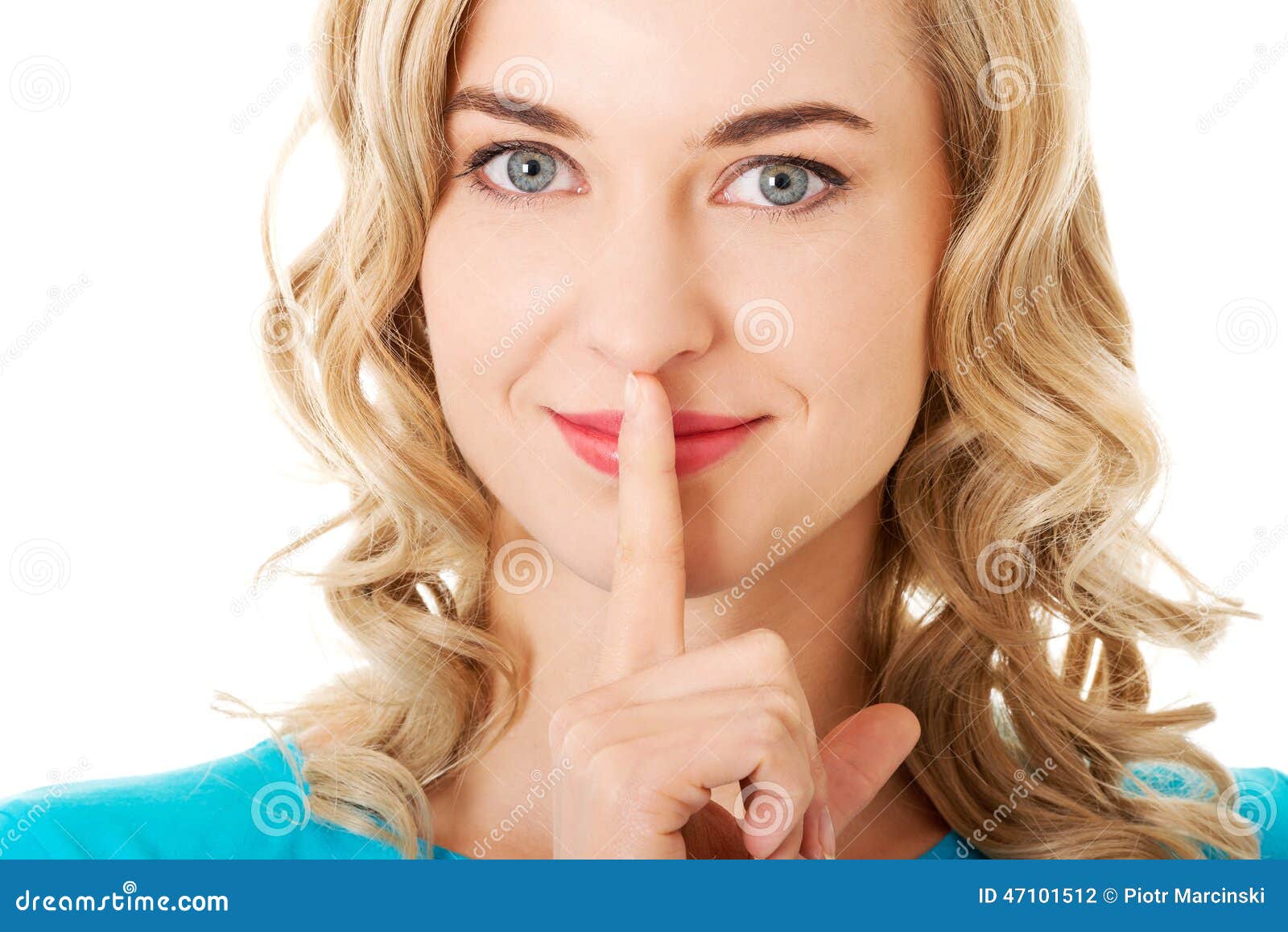 Portrait of a Woman Making Silence Gesture Stock Photo - Image of ...