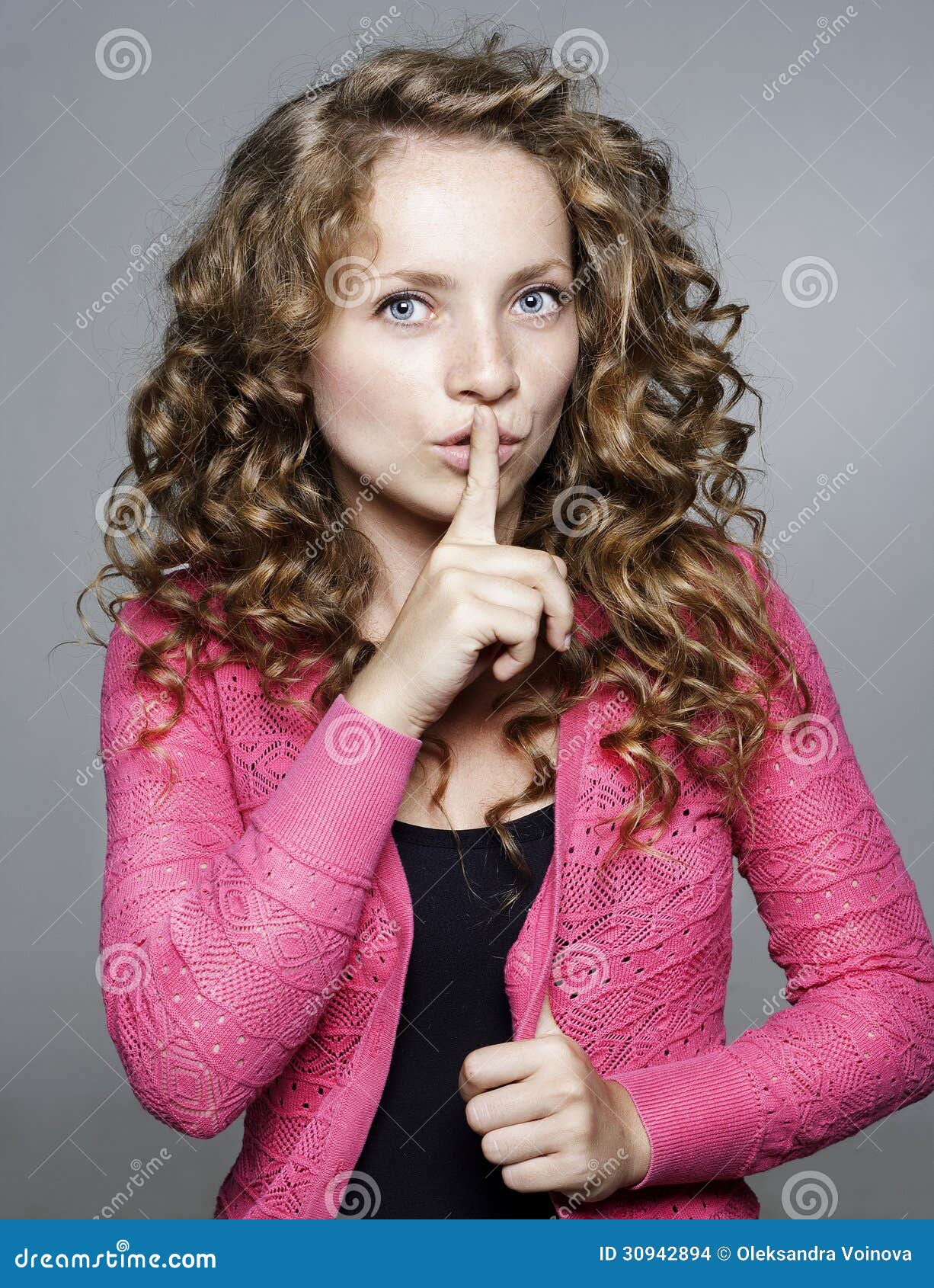 Portrait of Woman Making Silent Gesture Stock Photo - Image of ...